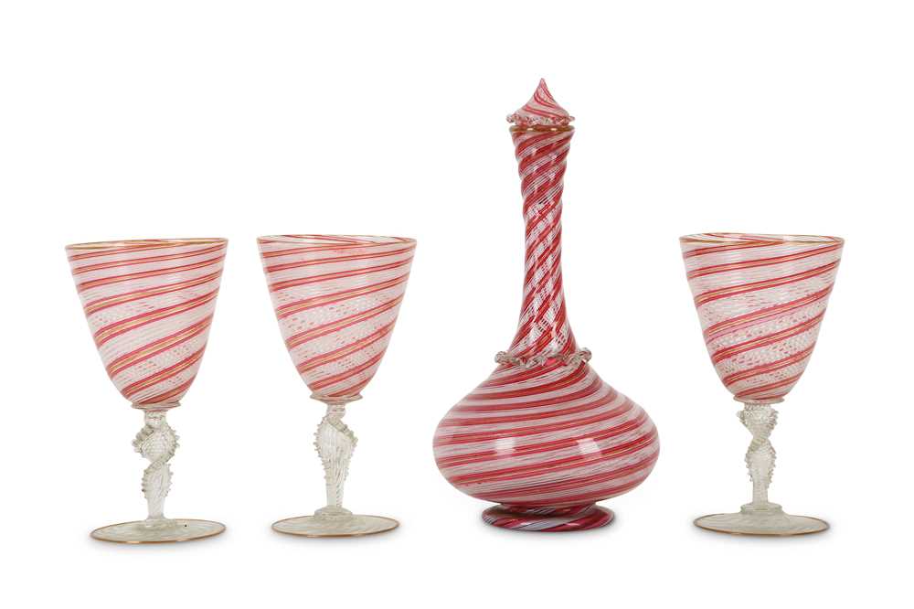 Lot 162 - Three Venetian Latticinio swirl large glass