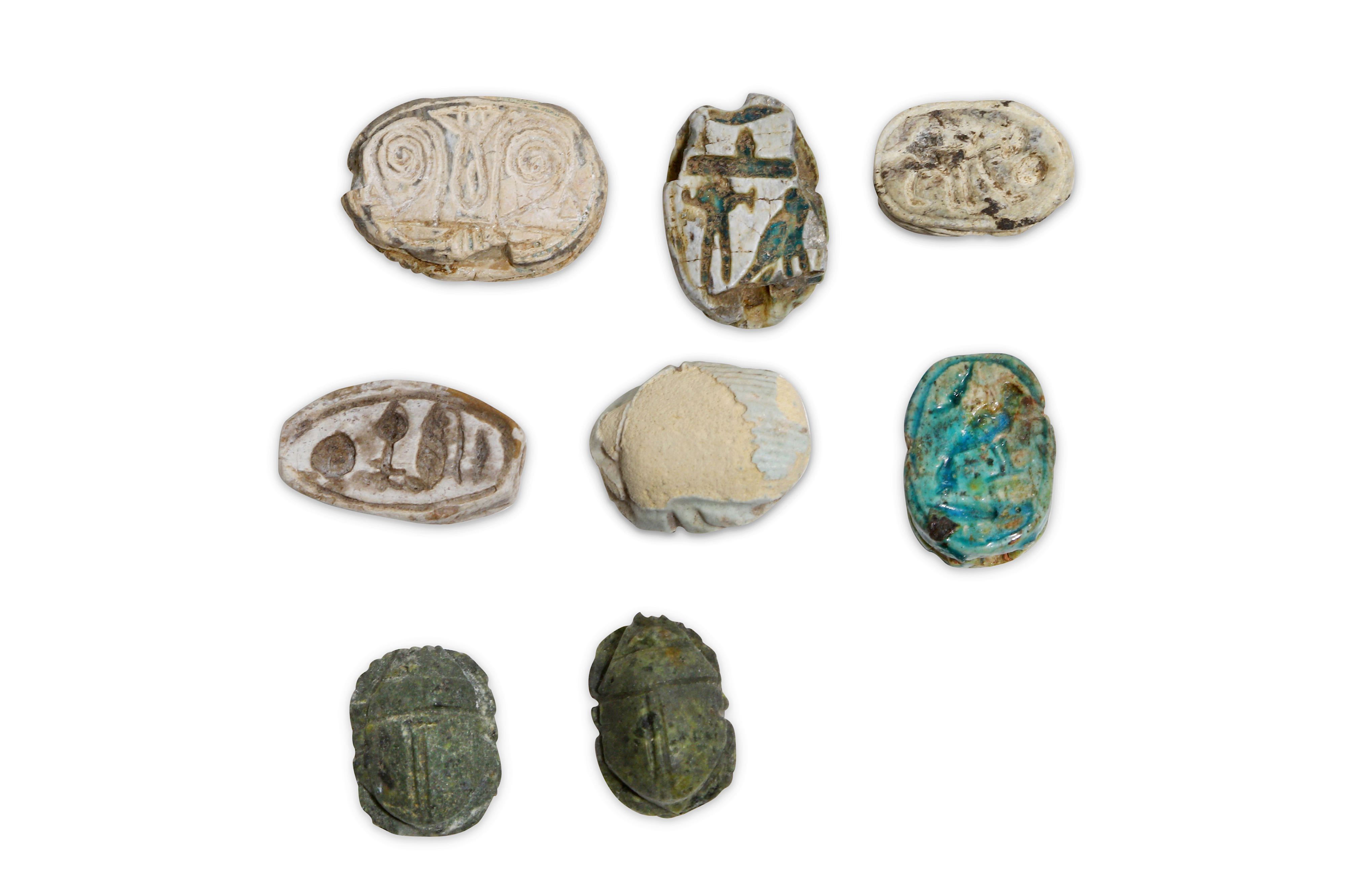 Lot 28 - A GROUP OF EGYPTIAN SCARABS Circa 1st