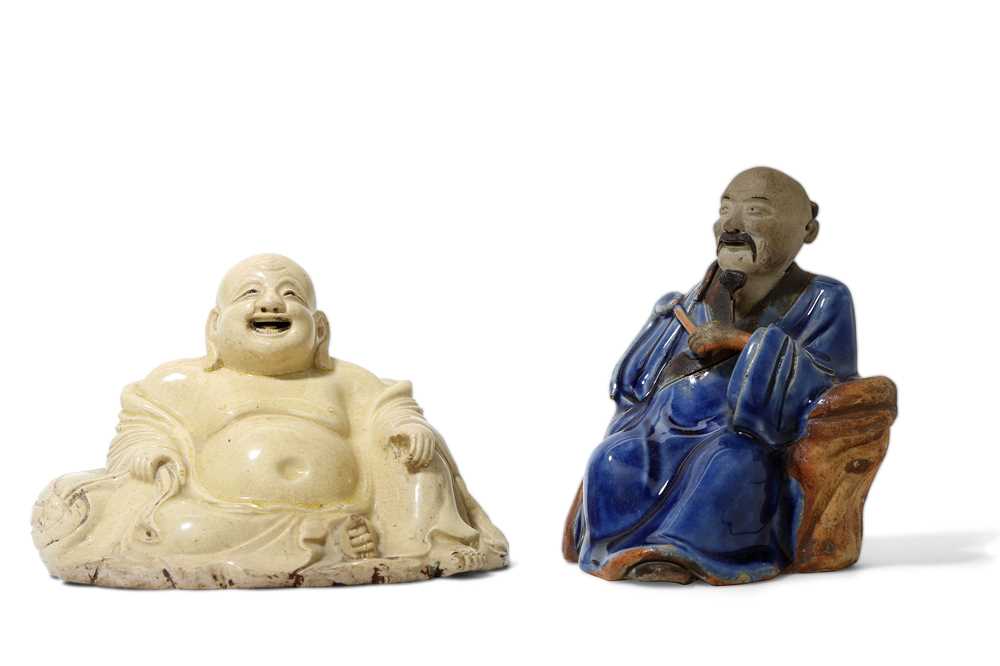 Lot 119 - A CHINESE FIGURE OF BUDAI HESHANG AND A