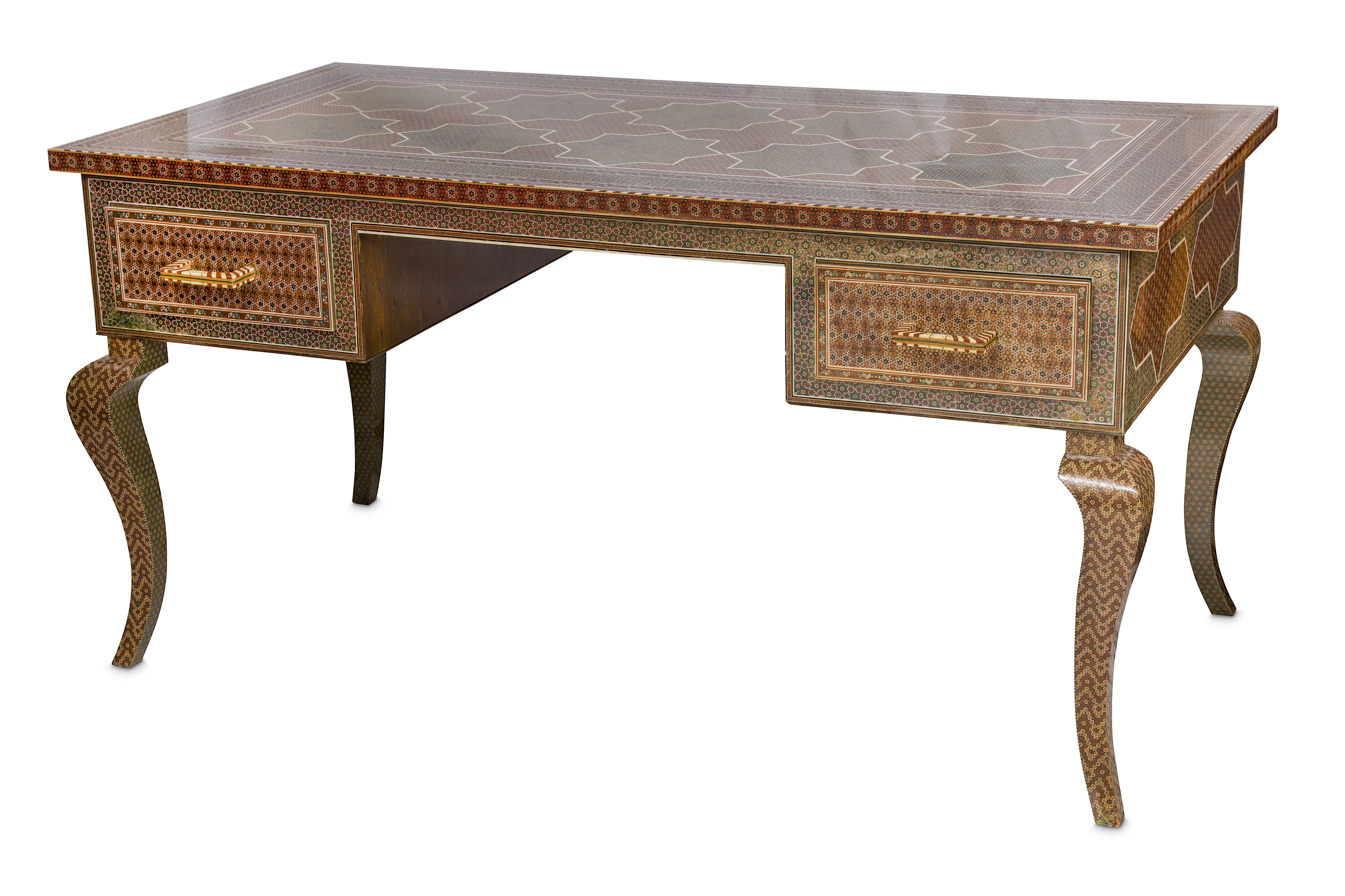 Lot 160 - A LARGE KHATAMKARI TABLE Iran, first half