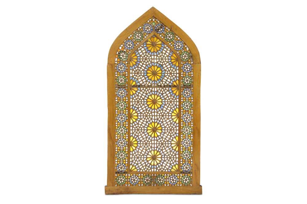 Lot 157 - AN IRANIAN WOODEN STAINED GLASS WINDOW Iran,