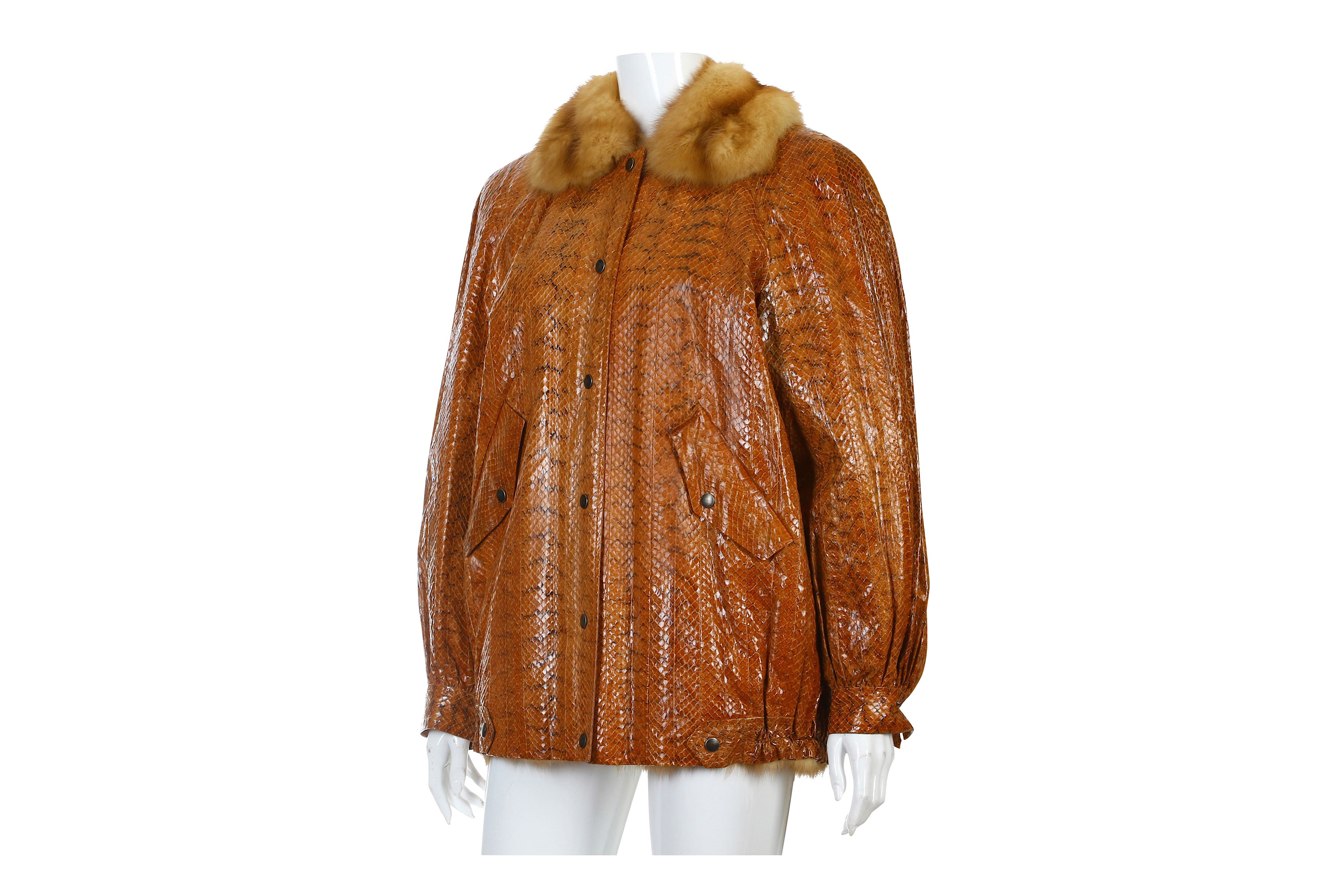Lot 139 - Python Skin and Mink Jacket, tan python skin