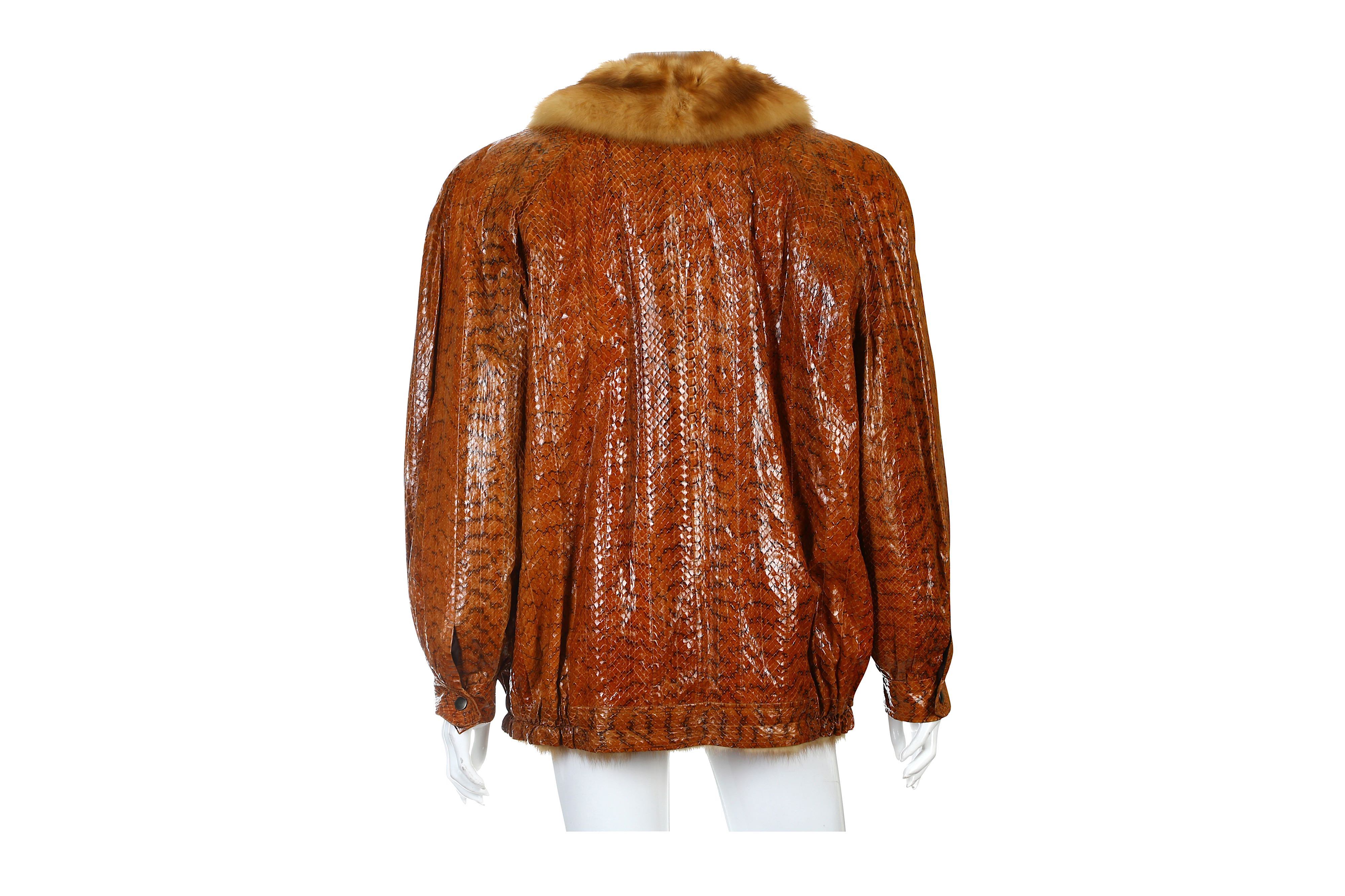 Lot 139 - Python Skin and Mink Jacket, tan python skin