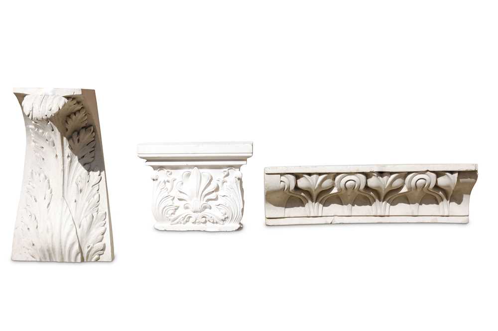 Lot 219 - Three cast plaster architectural elements,