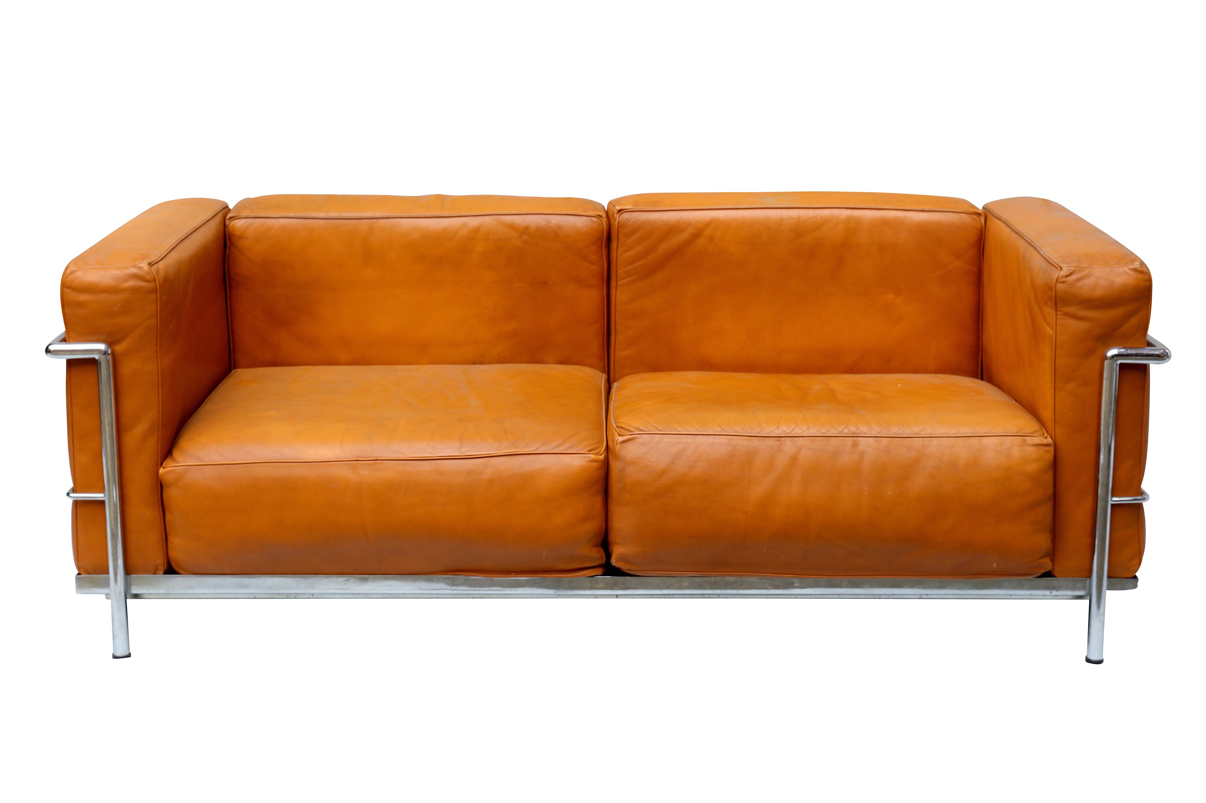 Lot 36 - LE CORBUSIER: A pair of LC3 Sofas, designed