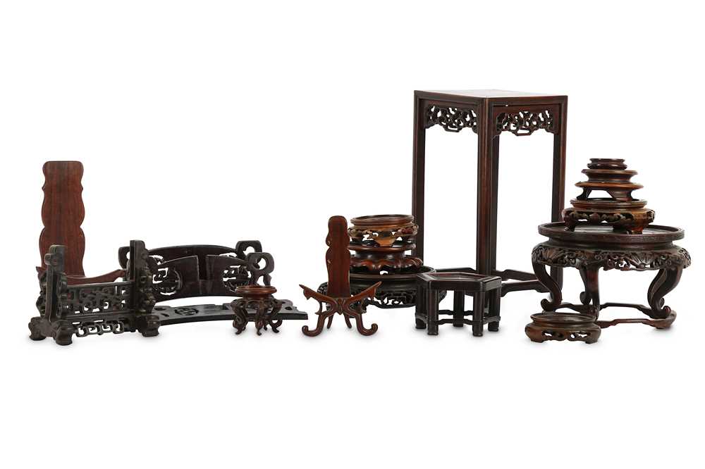 Lot 228 - A COLLECTION OF CHINESE WOOD STANDS.