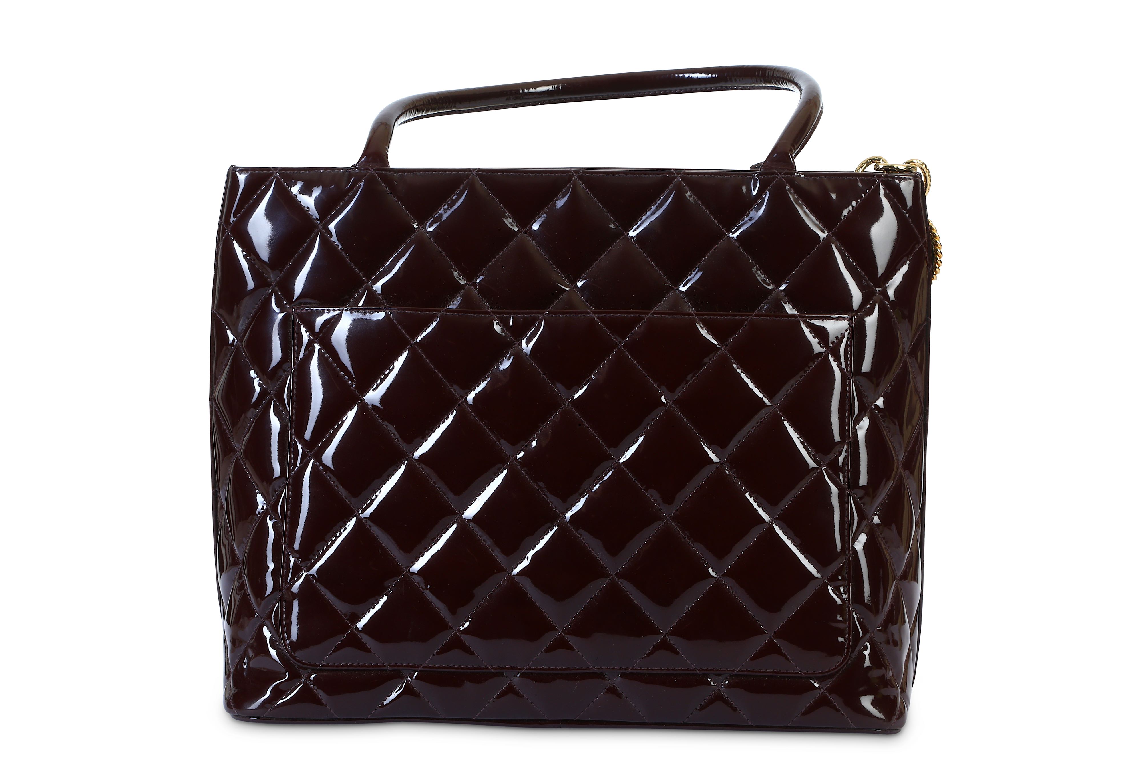 Lot 46 - Chanel Burgundy Patent Medallion Tote, c.