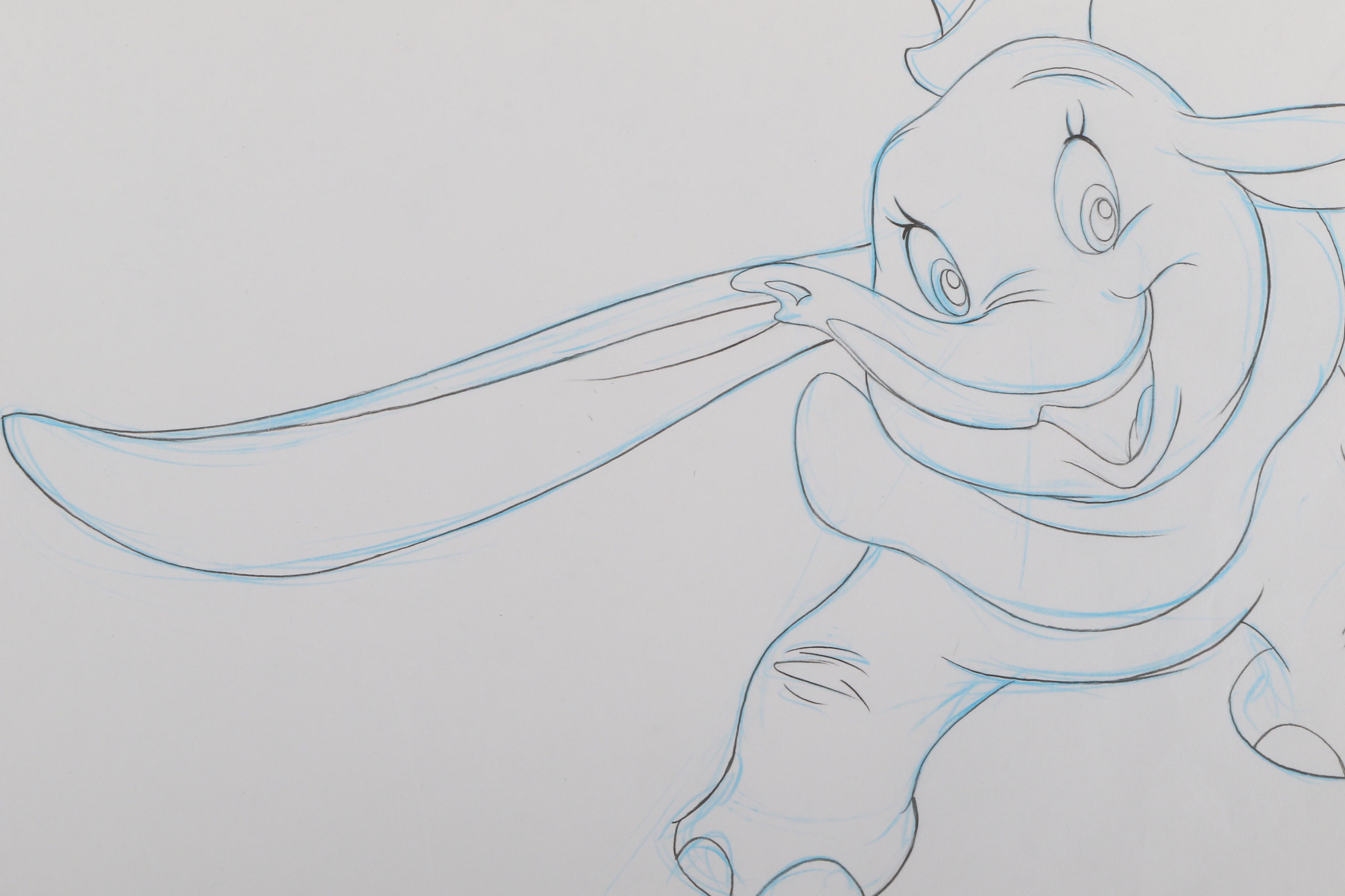 Lot 555 - Disney Studios. Dumbo 4 original pencil