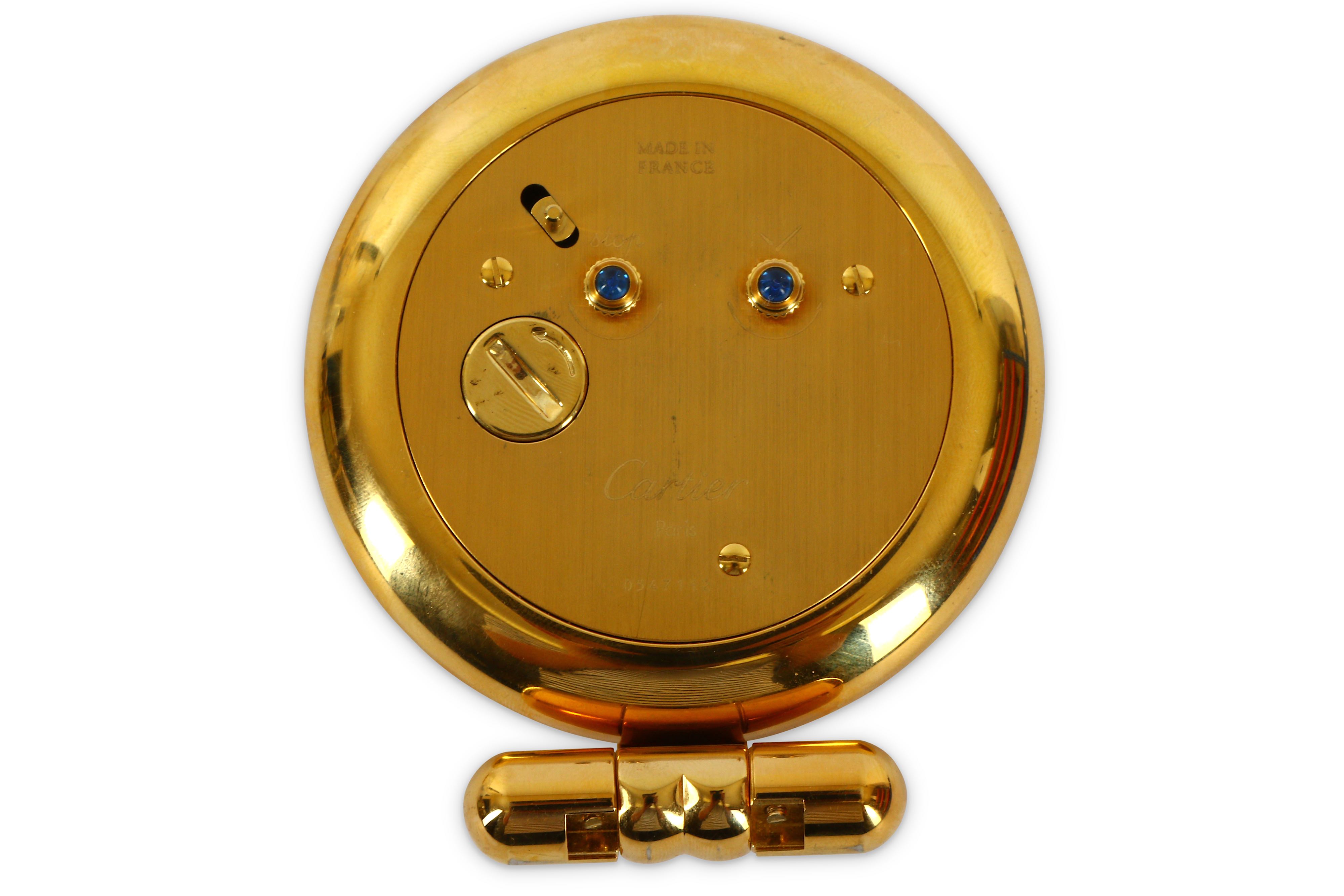 Lot 657 - CARTIER. A PLATED QUARTZ ALARM CLOCK