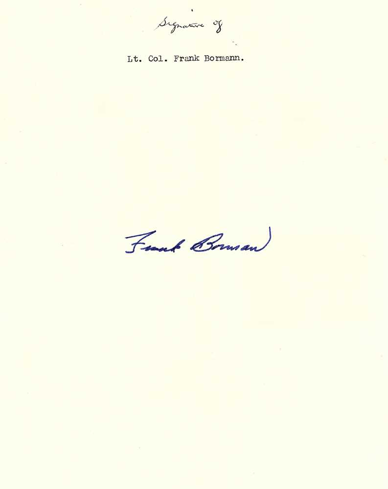 Lot 396 - Borman (Frank) Blue ink signature ('Frank