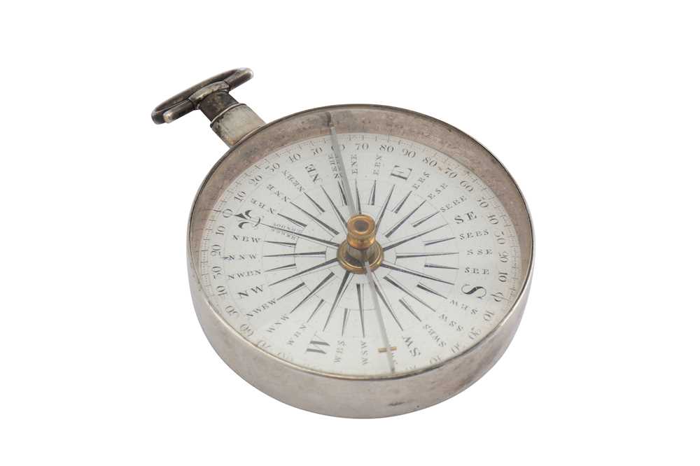 Lot 54 - A George III sterling silver mounted compass,
