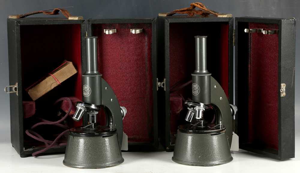 Lot 222 - A vintage Baker microscope with turret