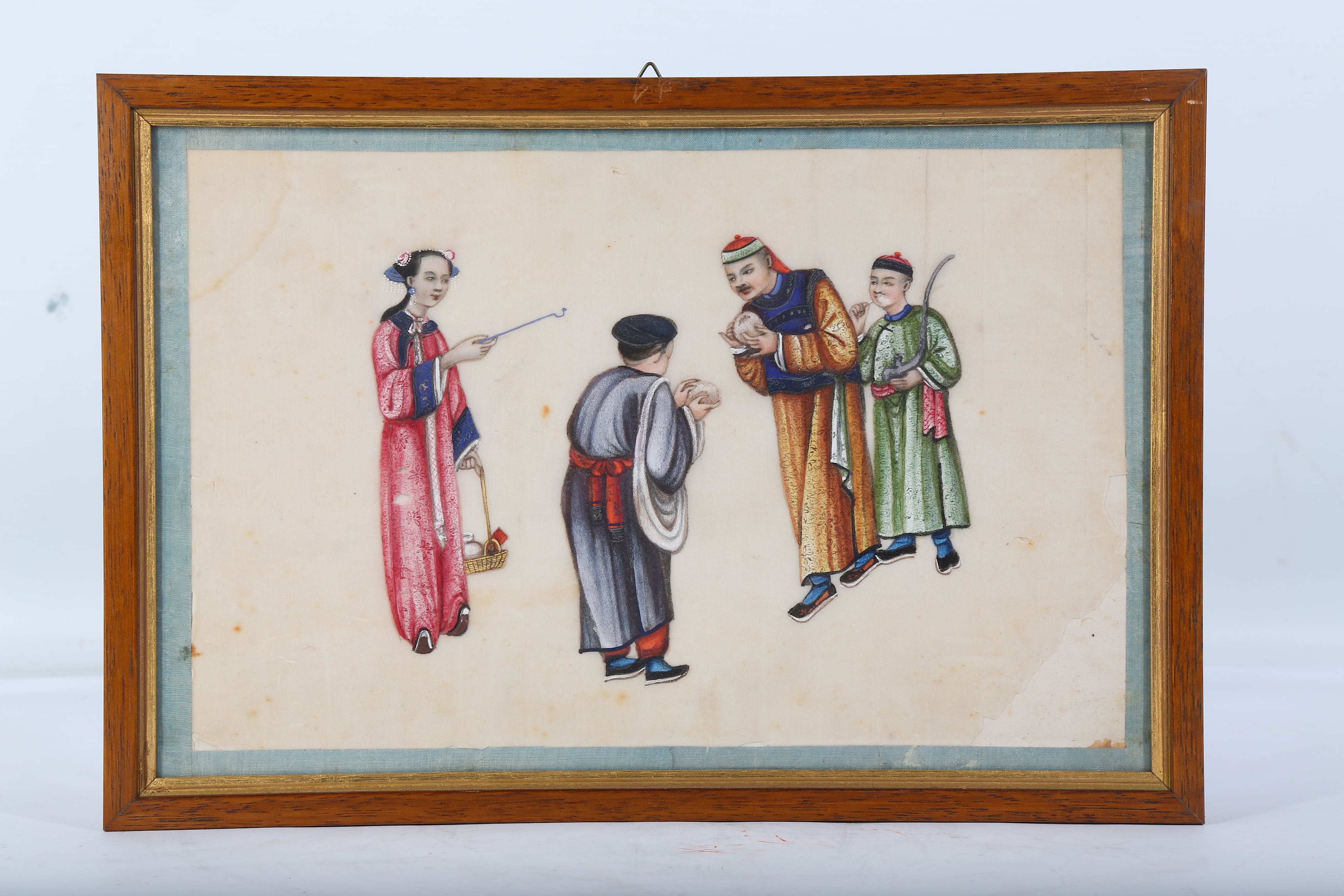 Lot 530 - A SET OF TWELVE CHINESE PITH PAPER PAINTINGS.