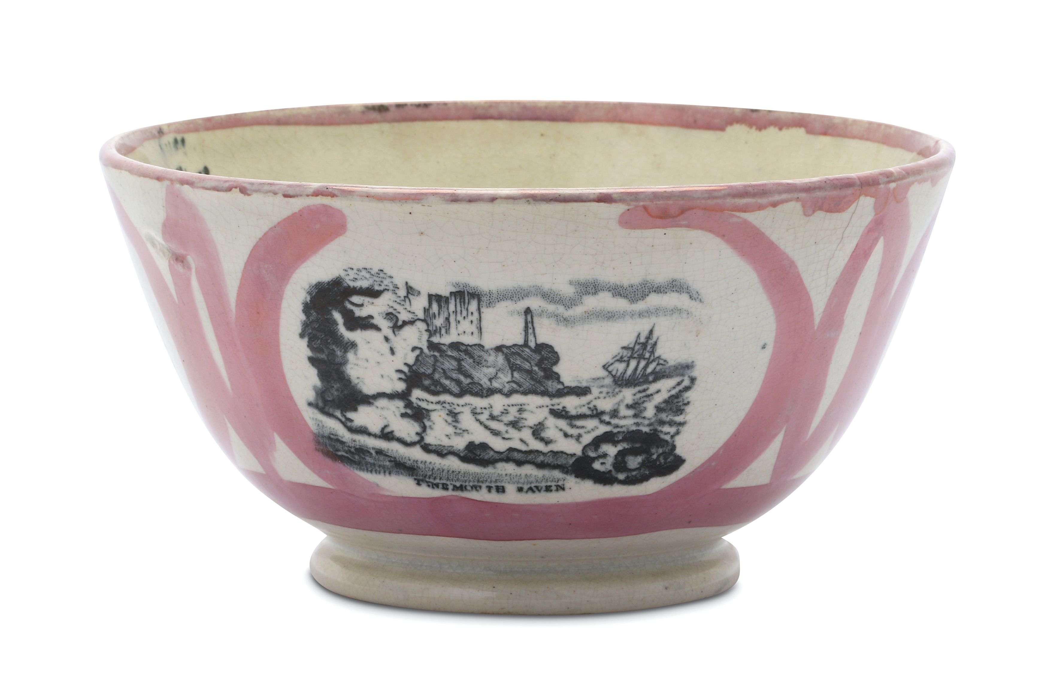 Lot 76 - A PINK LUSTREWARE COMMEMORATIVE BOWL WITH