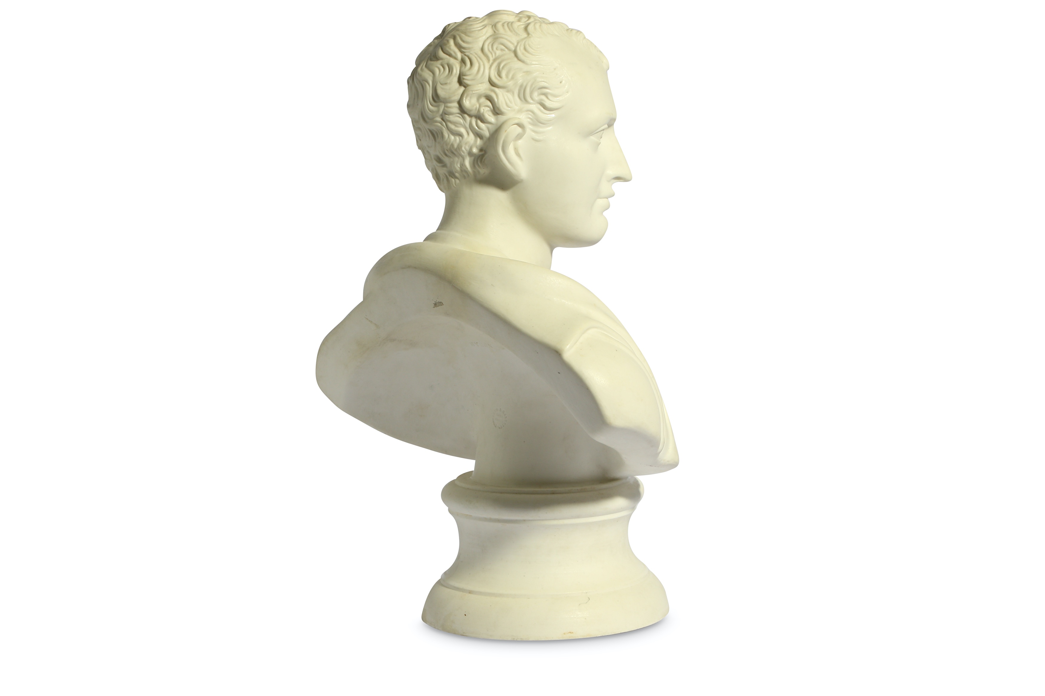 Lot 52 - A LARGE BISQUE PORCELAIN BUST OF LORD BYRON