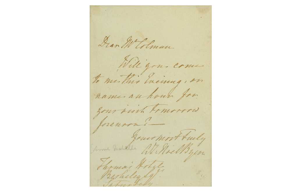Lot 24 - AN ENVELOPE WITH BYRON'S SIGNATURE AND
