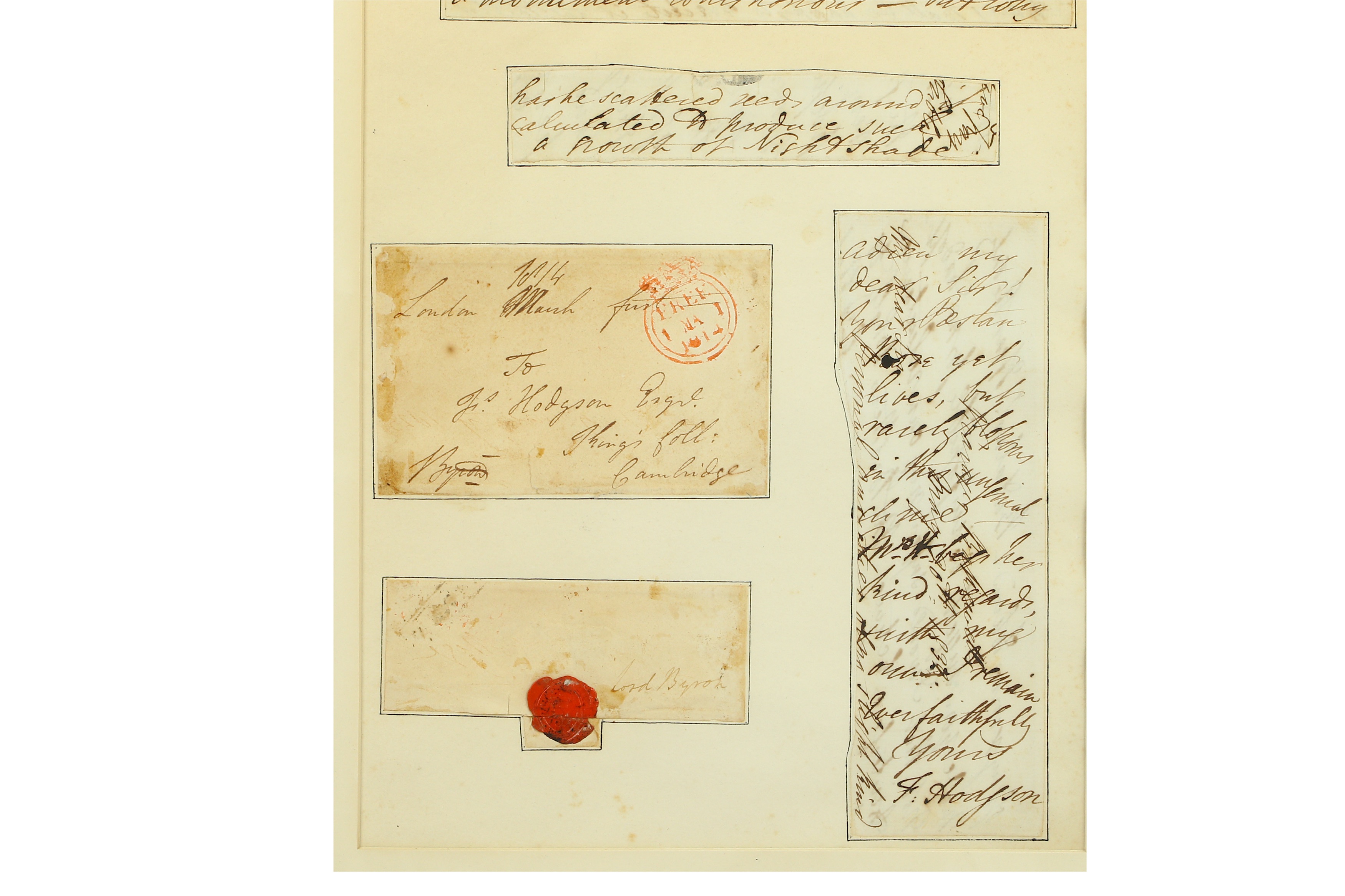 Lot 24 - AN ENVELOPE WITH BYRON'S SIGNATURE AND