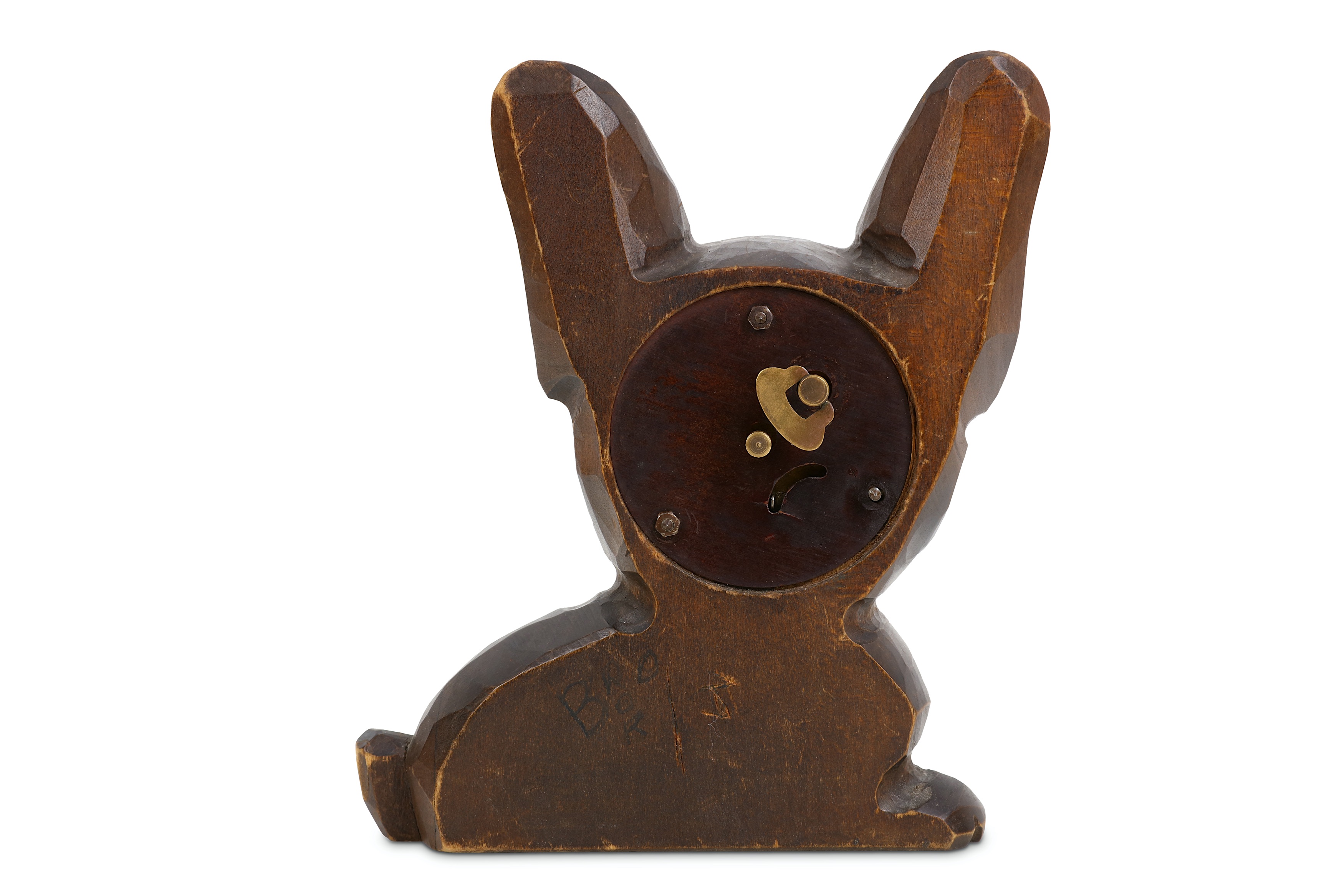 Lot 229 - A 1930'S GERMAN CARVED WOOD DOG CLOCK WITH