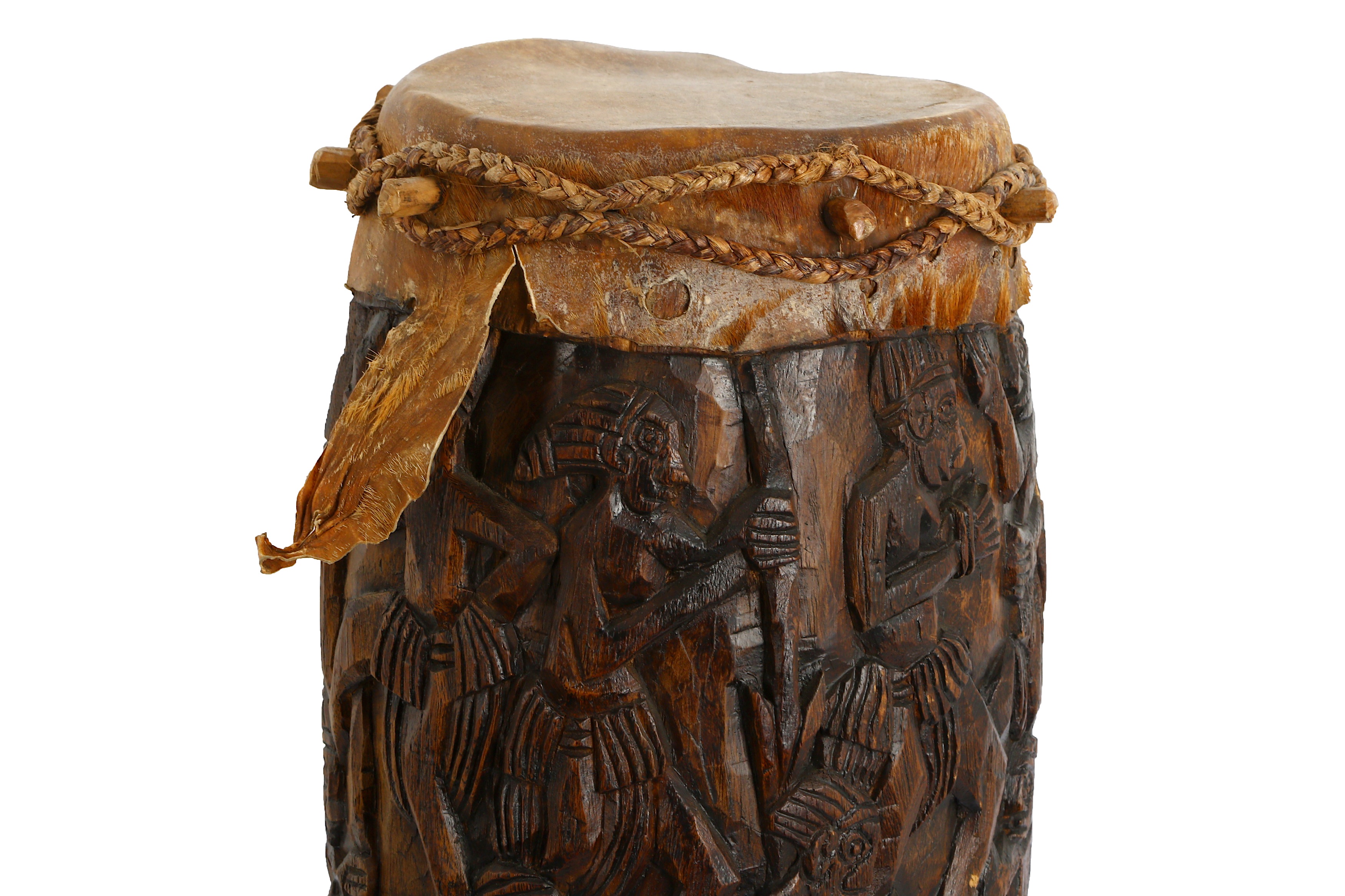Lot 301 - A BAMILEKE CEREMONIAL DRUM, CAMEROON Of an