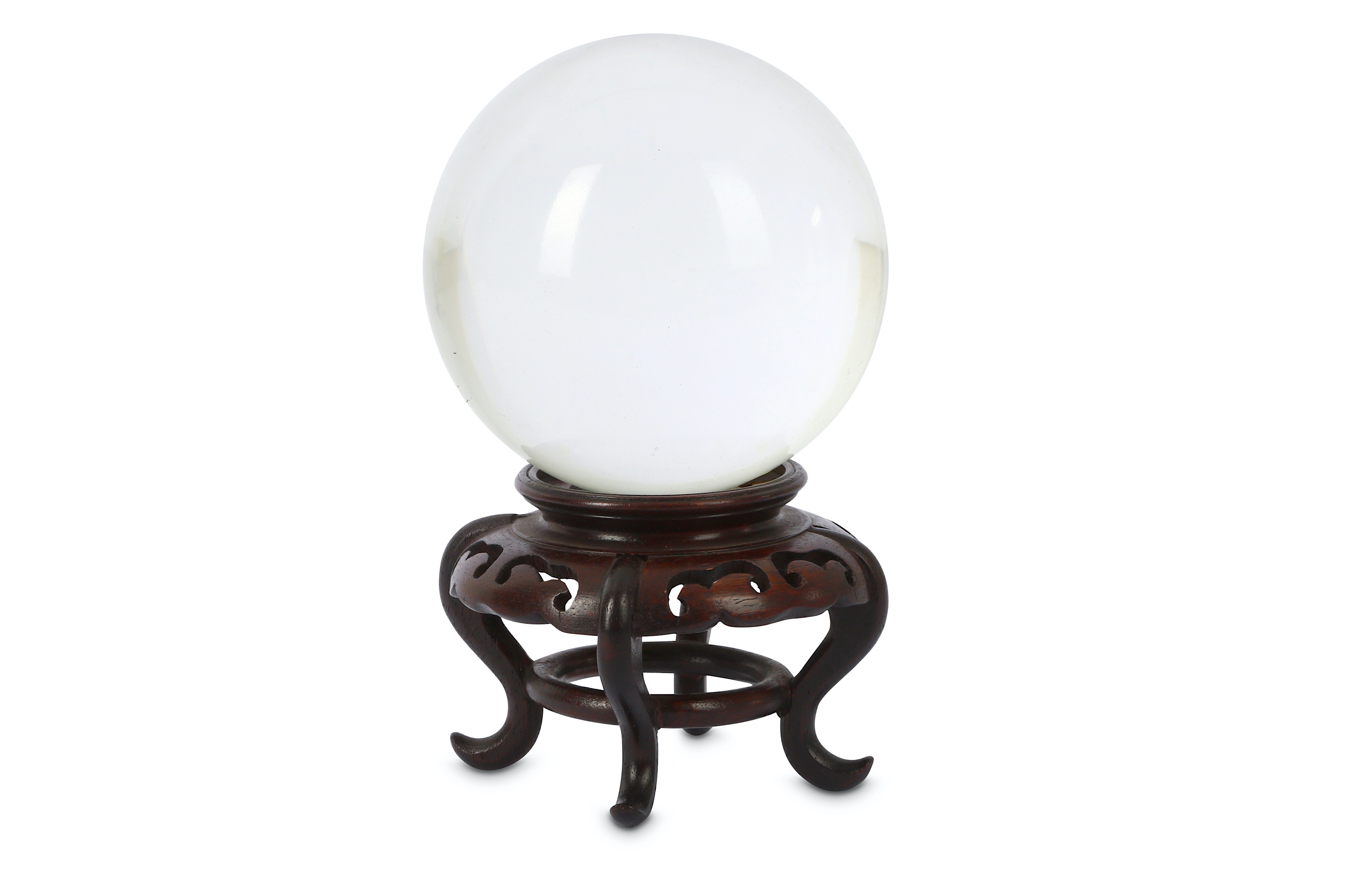Lot 52 - A LATE QING DYNASTY CHINESE CRYSTAL BALL.