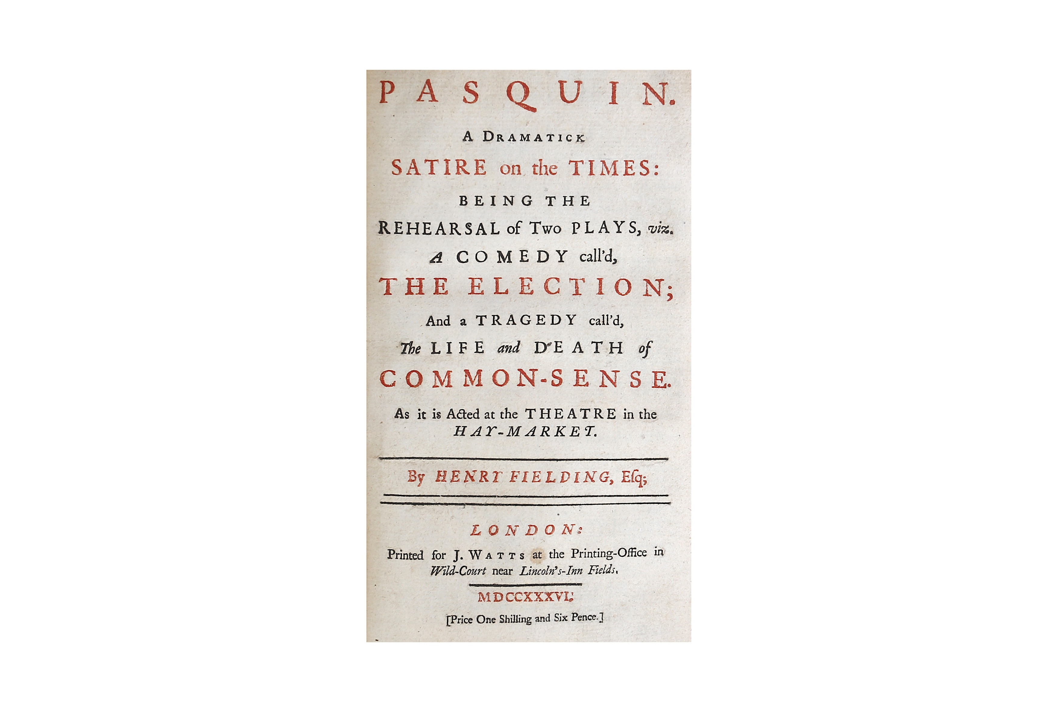 Lot 18 - Fielding (Henry) Pasquin. A dramatick satire