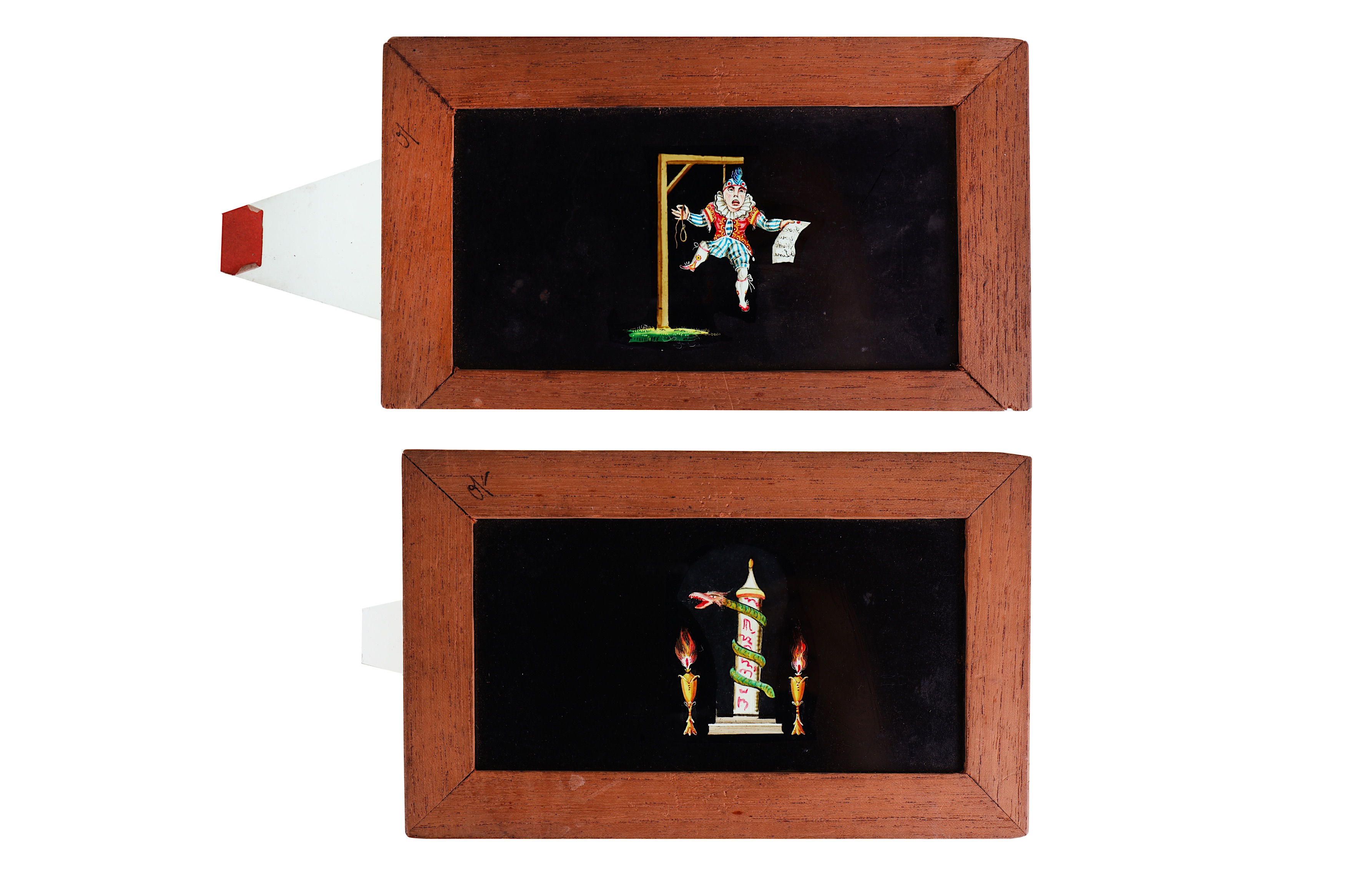 Lot 334 - A GROUP OF FOUR HAND PAINTED MAHOGANY MAGIC