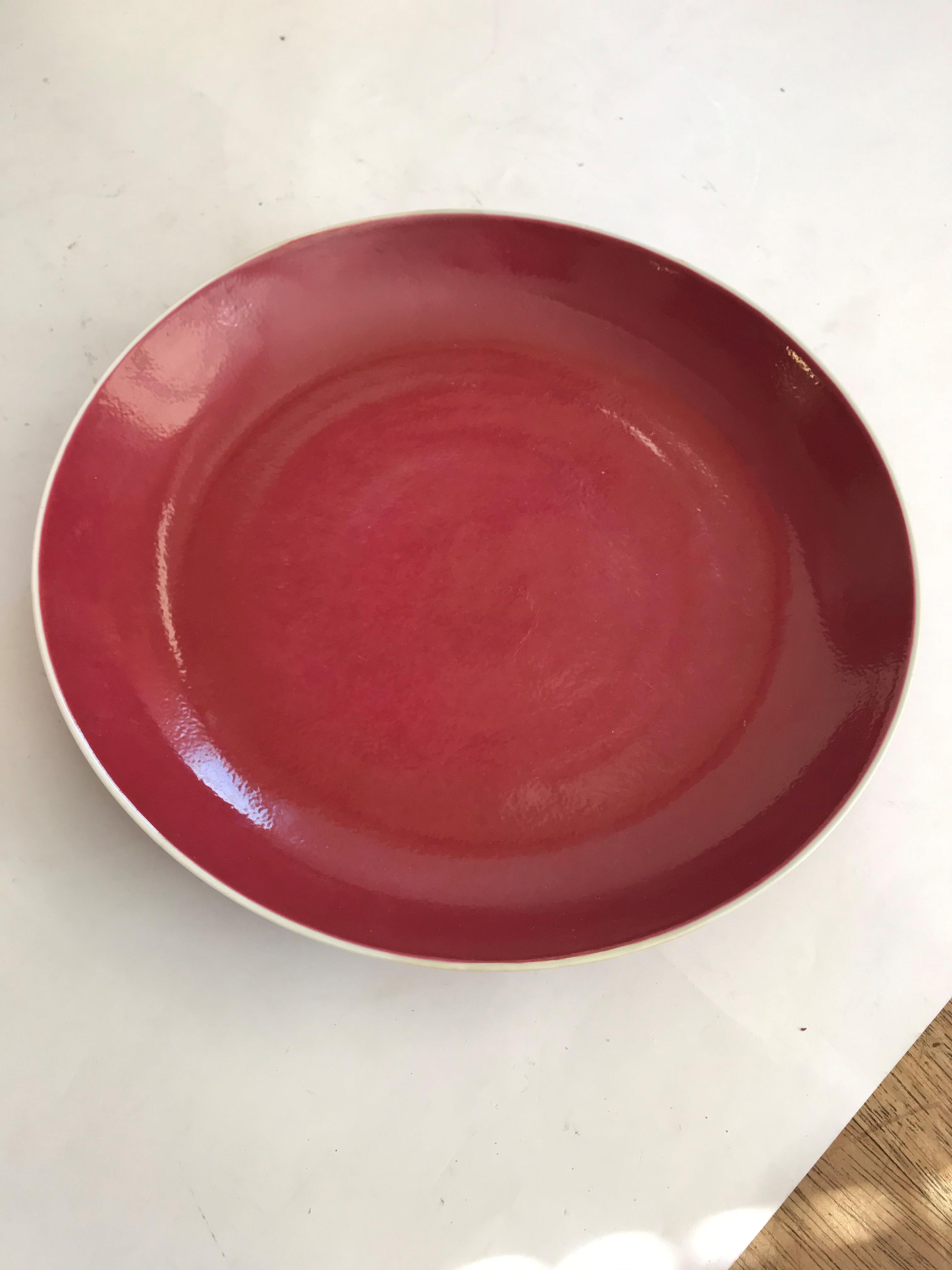 Lot 33 - A CHINESE RUBY-GLAZED DISH.