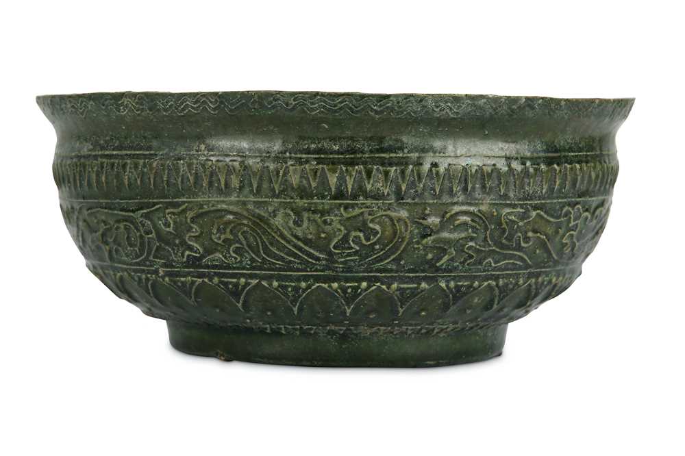 Lot 325 - A CHINESE GREEN-GLAZED POTTERY BOWL. Han