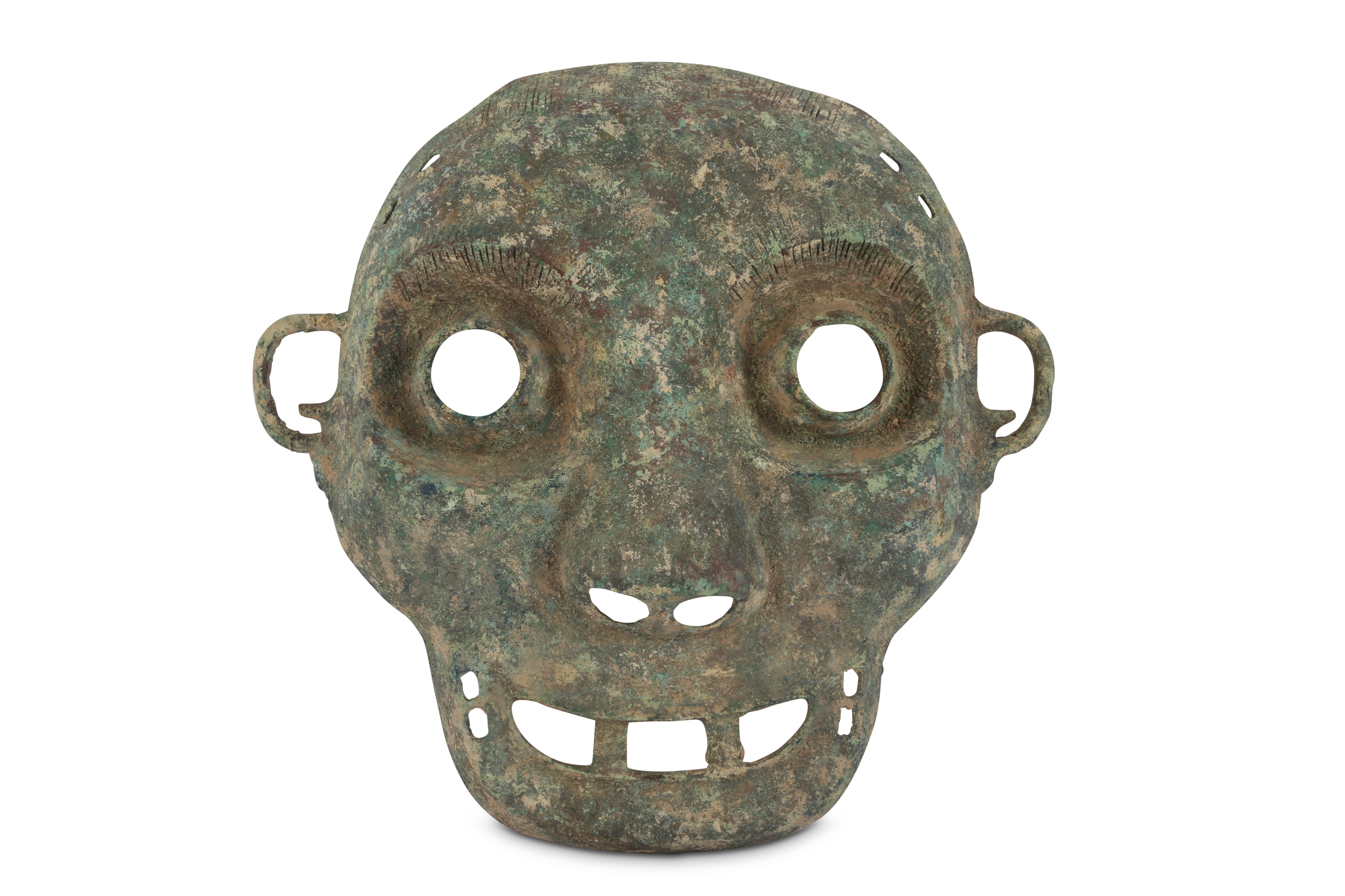 Lot 339 - A CHINESE BRONZE MASK.