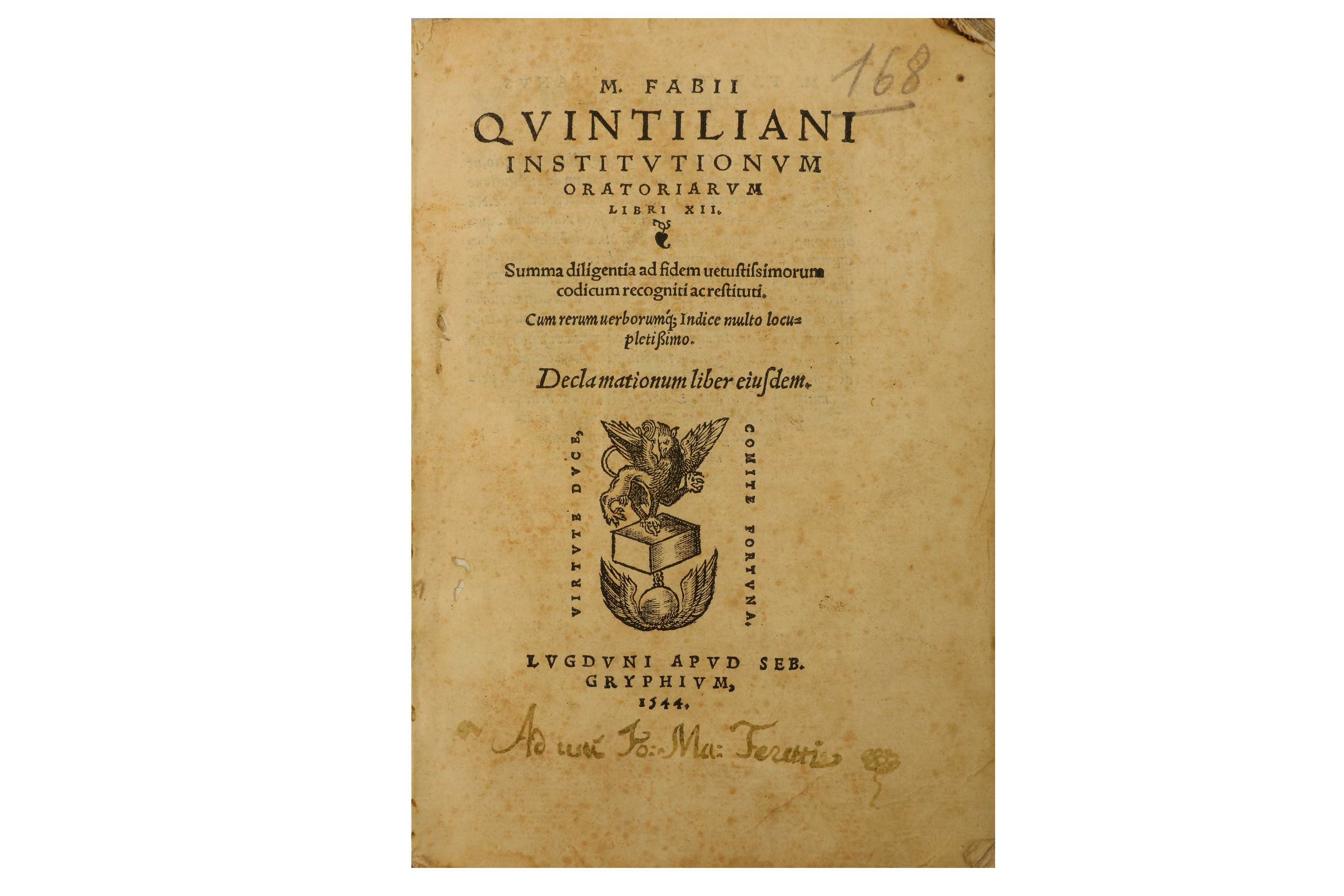 Lot 37 - Latin Classics.- Quintilianus (Marcus Fabius)