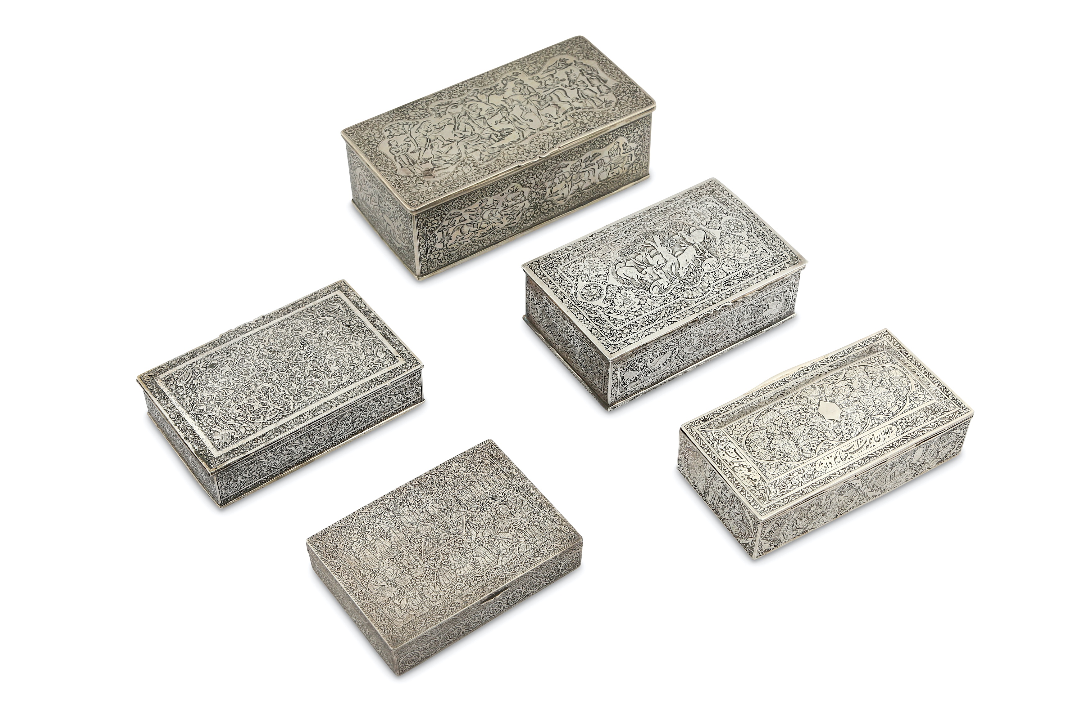 Lot 171 - FIVE LIDDED SILVER BOXES
