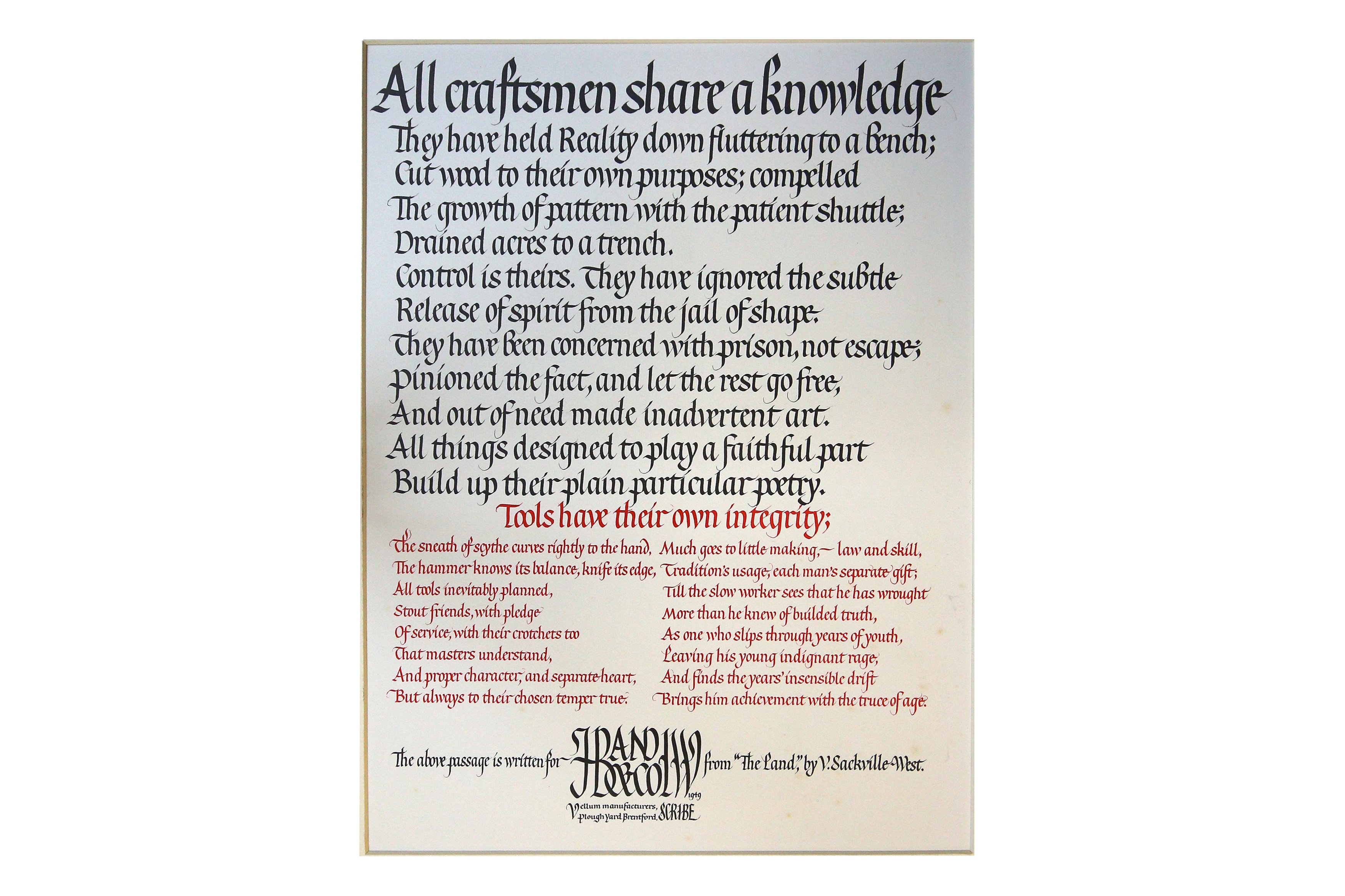 Lot 307 - Calligraphy.- Irene Wellington