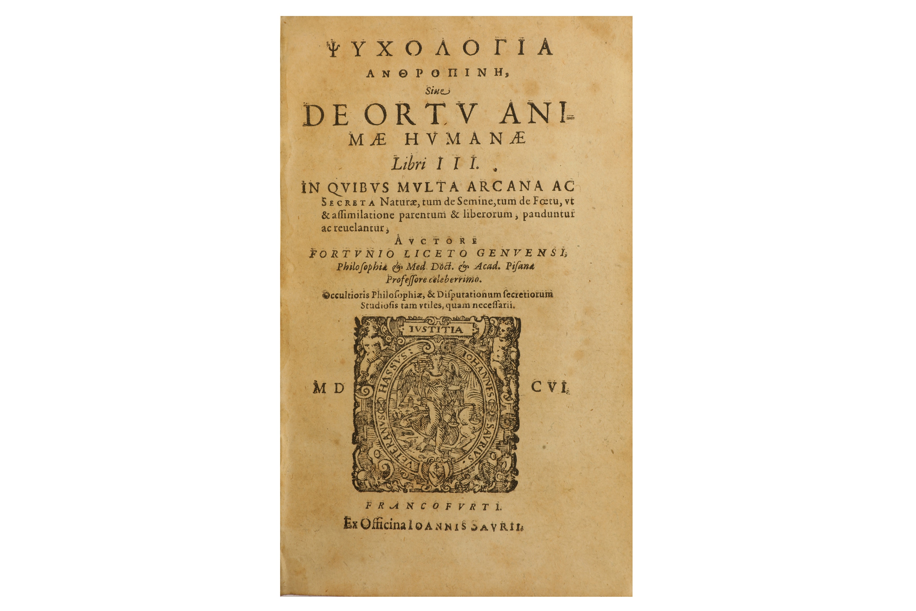 Lot 59 - Psychology.’ Liceti (Fortunio)