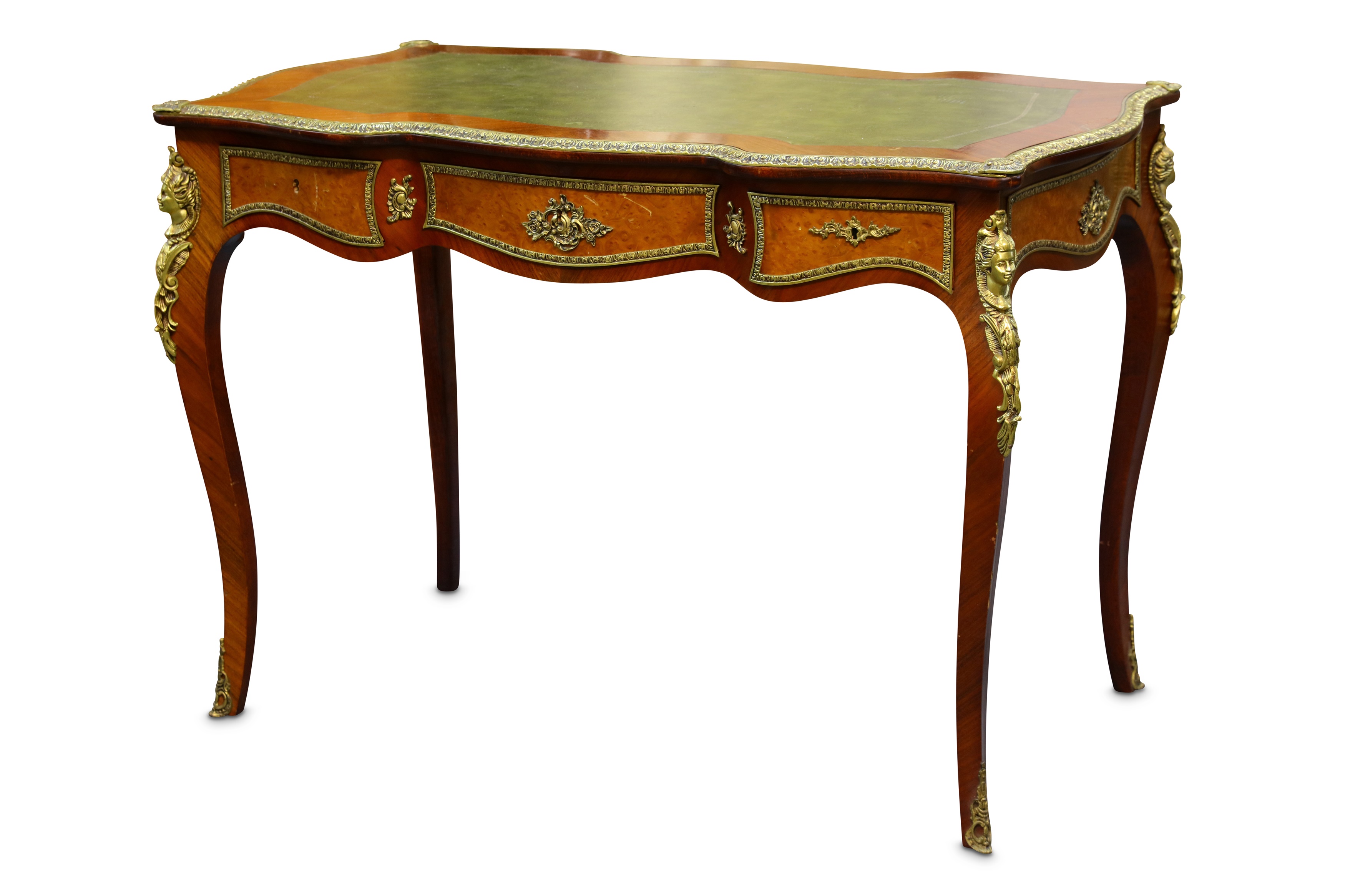 Lot 285 - A Louis XIV style kingwood bureau plat and