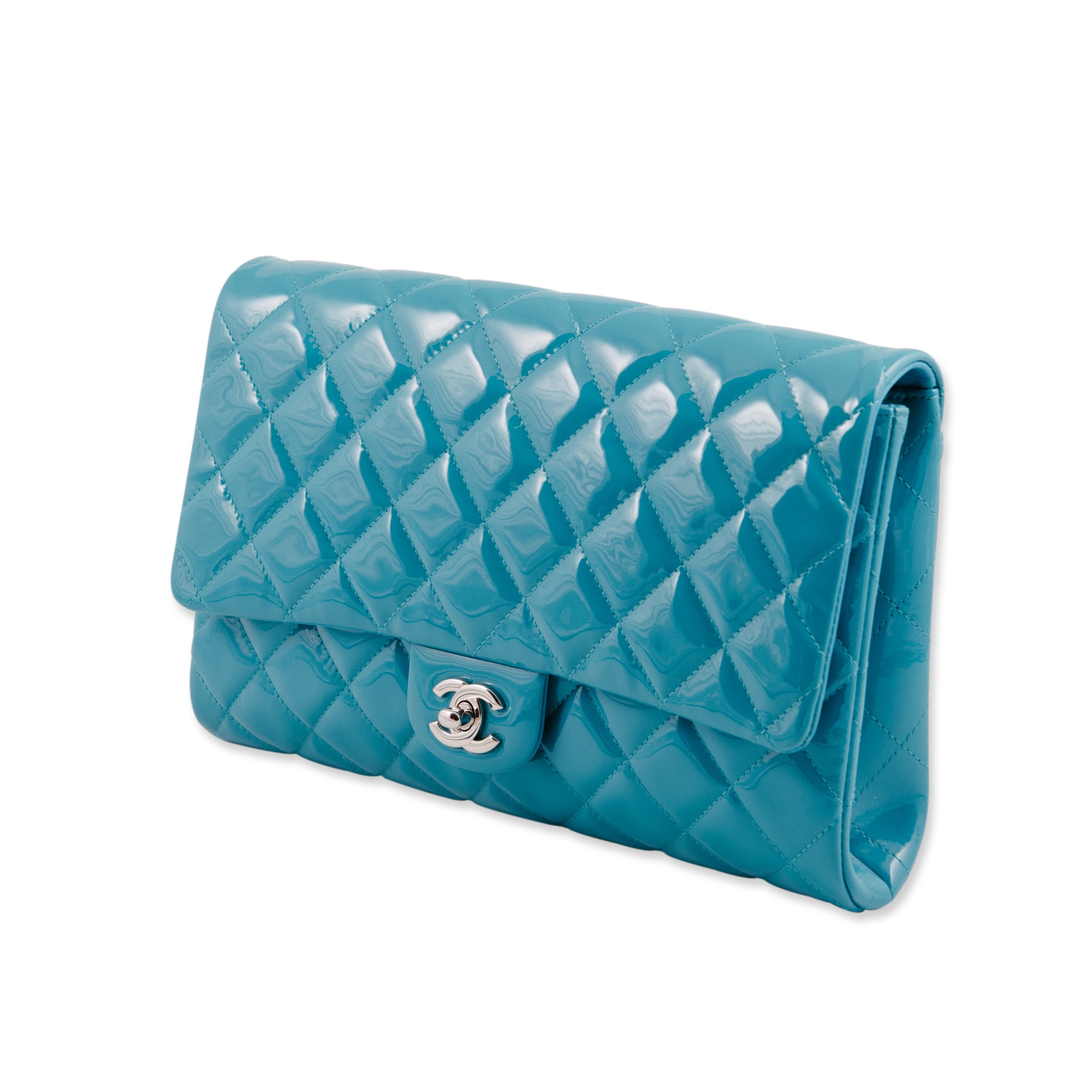 Lot 214 - Chanel Turquoise Blue Timeless Flap Clutch