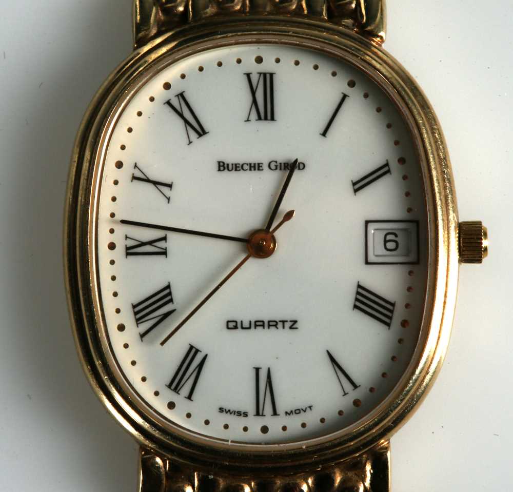 Lot 207 - A gents 9ct gold Bueche Girod dress watch,