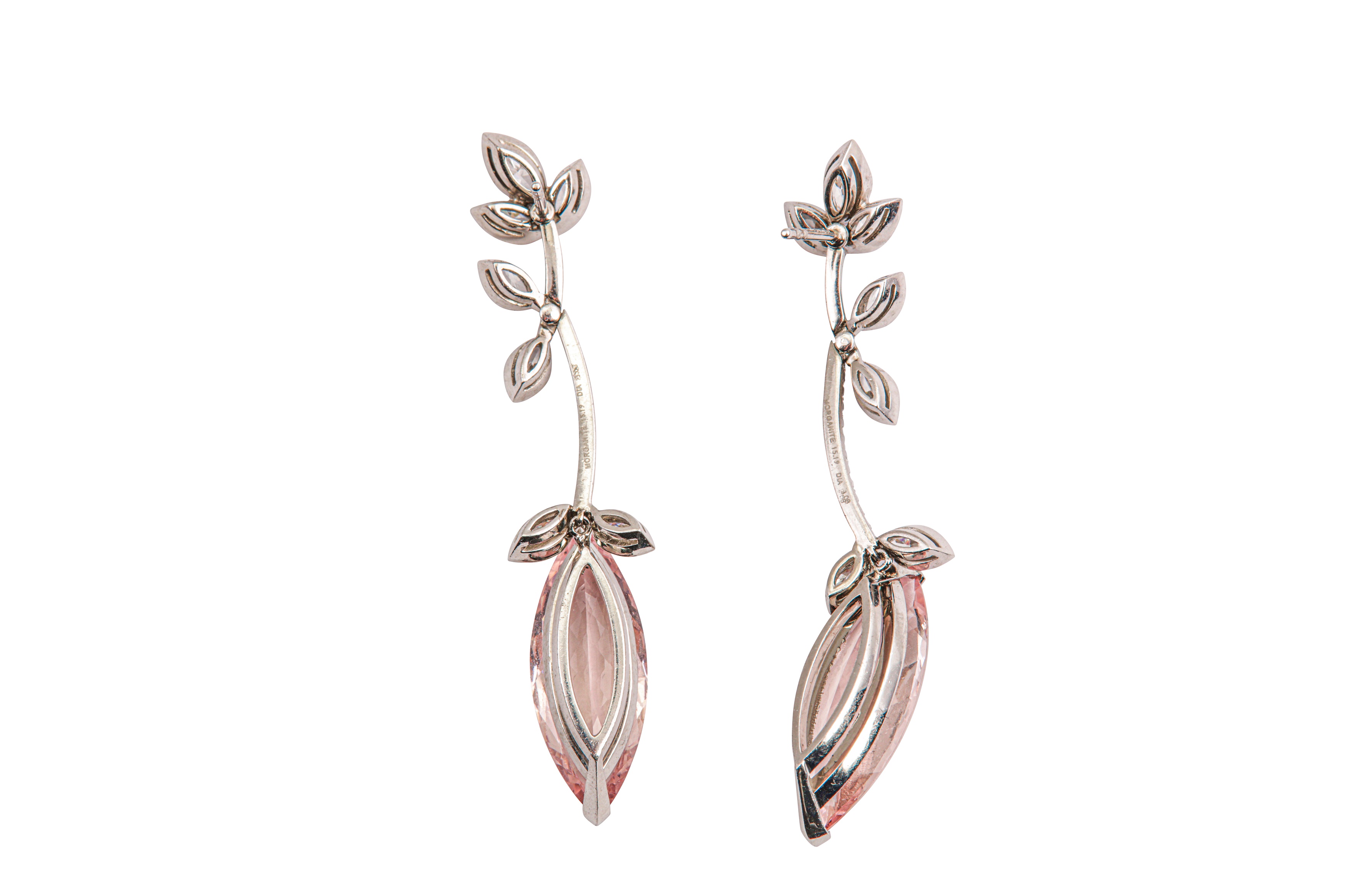 Lot 113 - A pair of morganite and diamond 'Angles