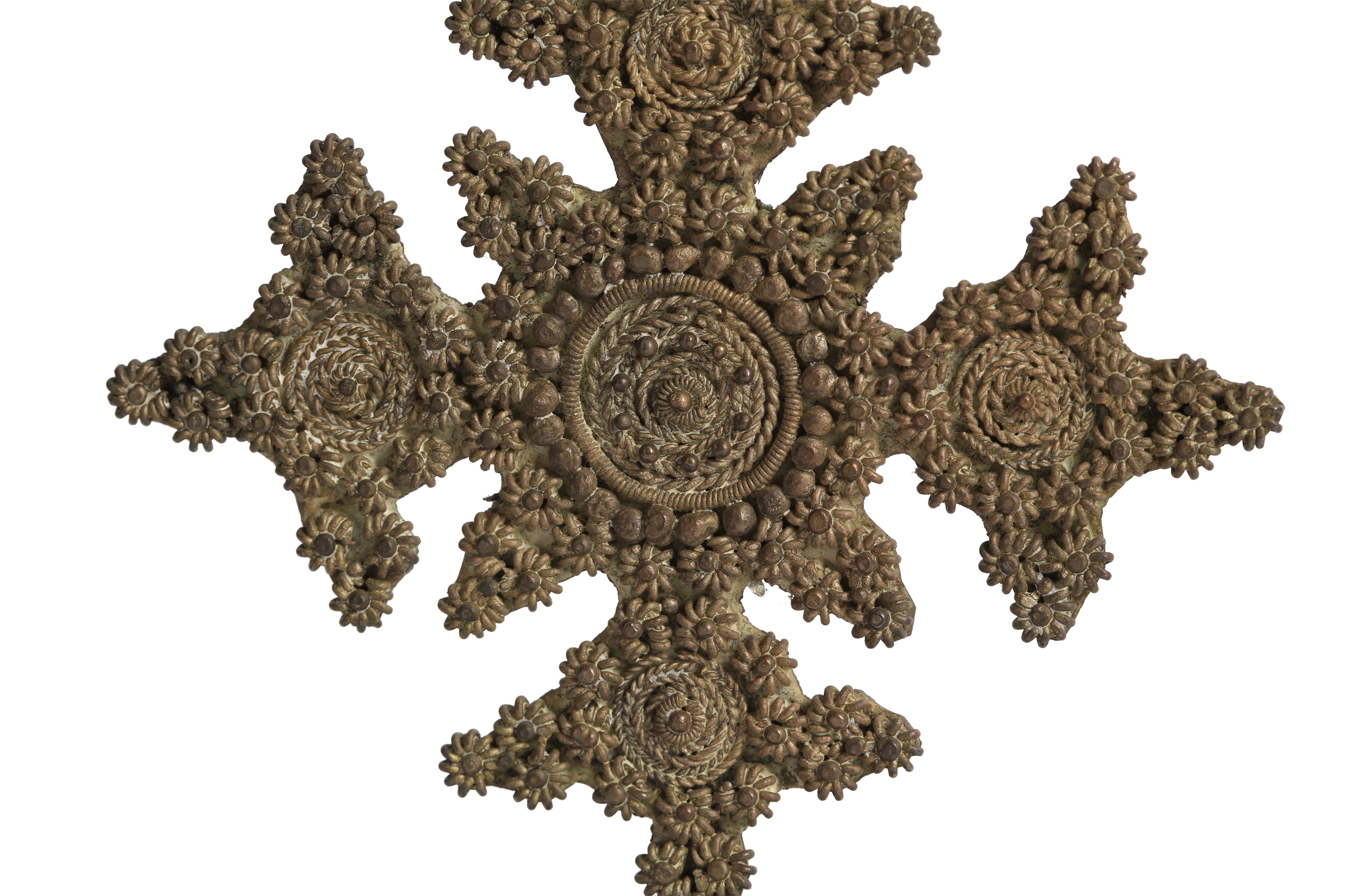 Lot 199 - TWO HIGH TINNED COPPER COPTIC CROSSES