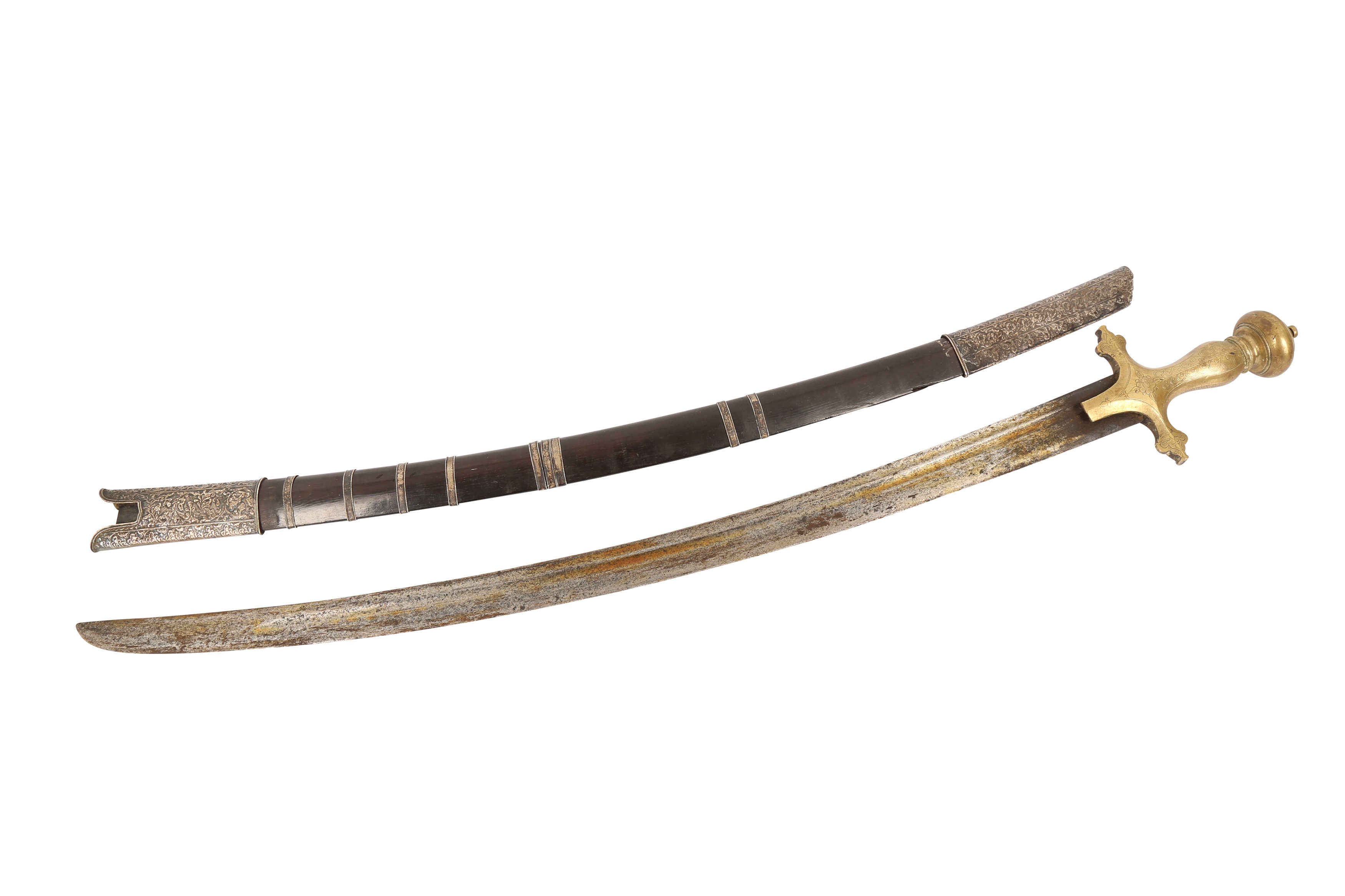 Lot 397 - A BRASS-HILTED MALAY PISO PODANG SWORD