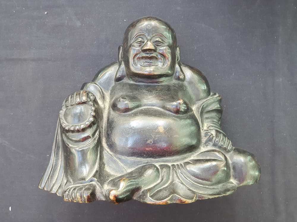 Lot 605 - A CHINESE BRONZE FIGURE OF BUDAI HESHANG.