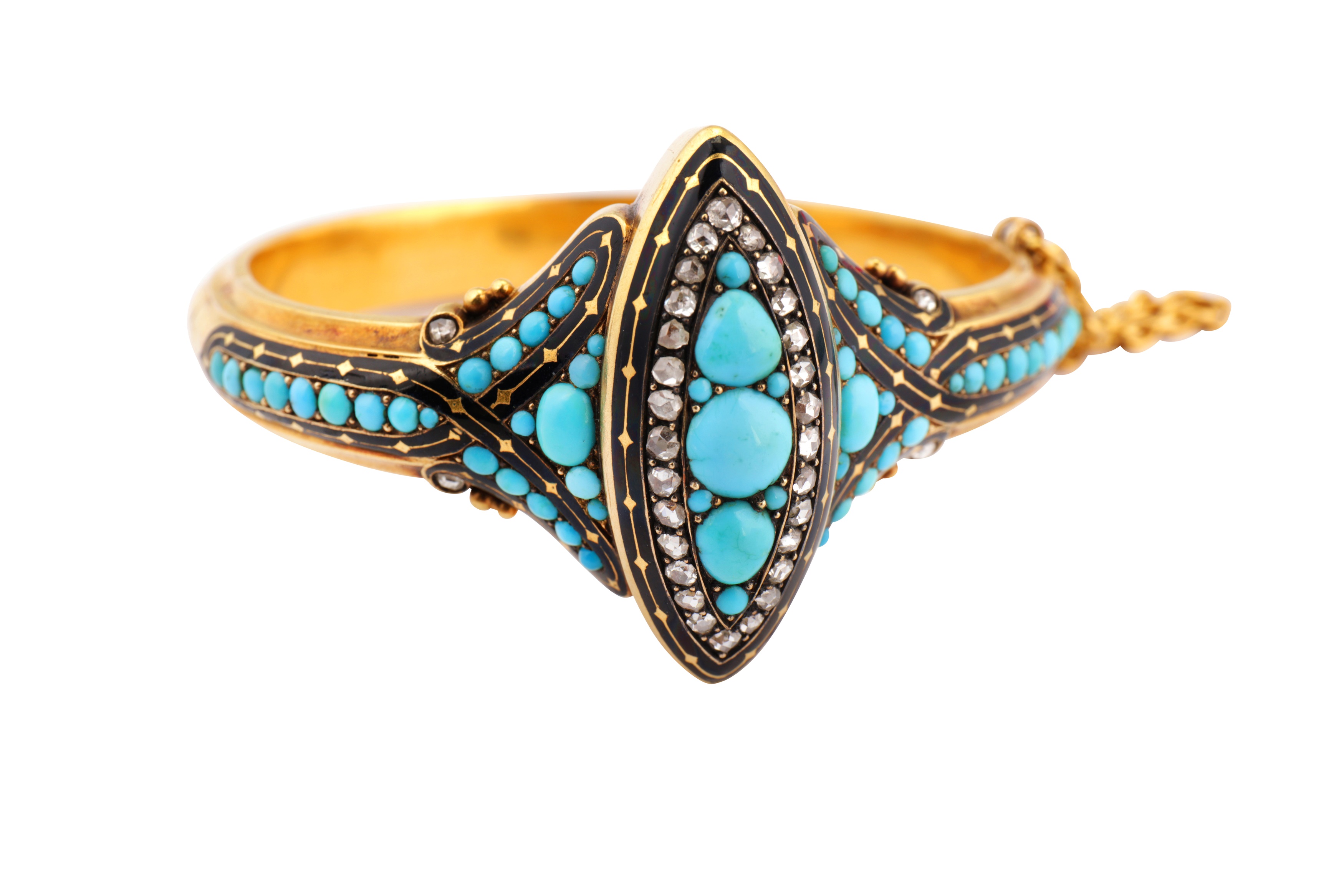 Lot 266 - A mid 19th century turquoise, enamel and