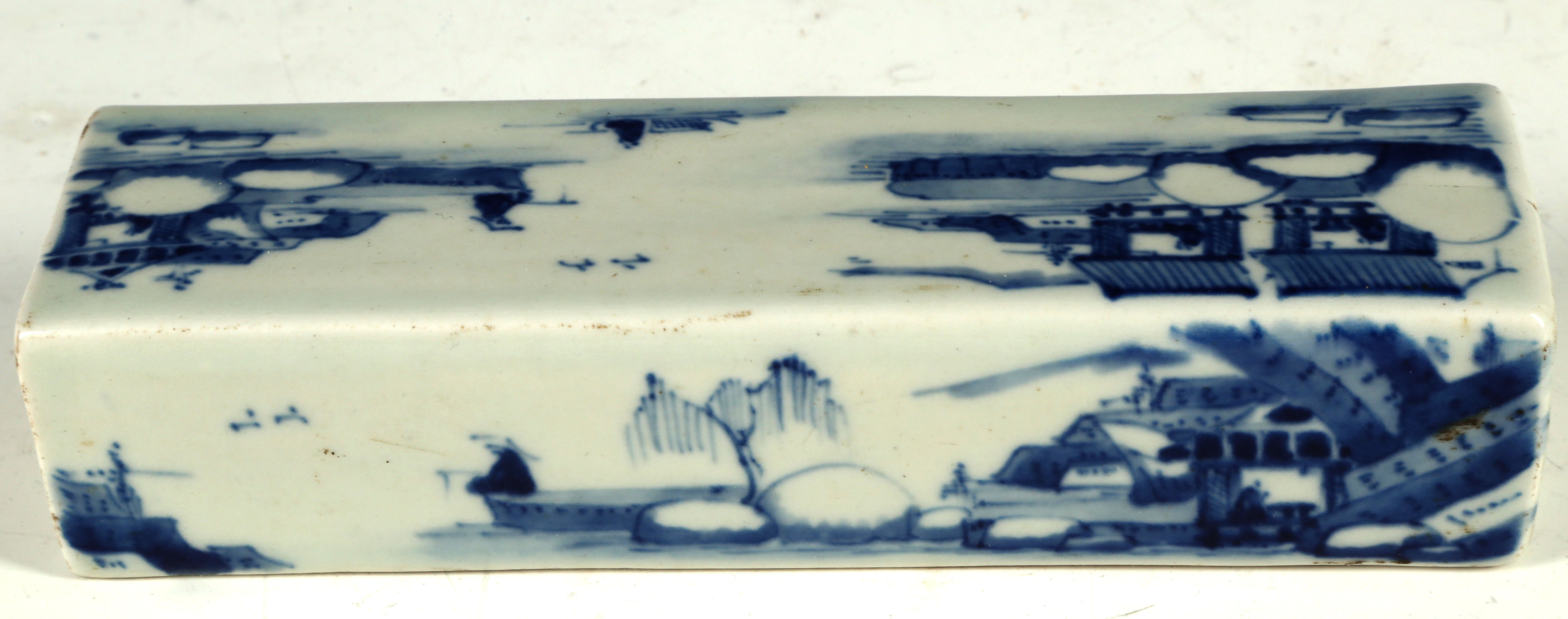 Lot 460 - Chinese paperweight/wrist rest, blue glaze