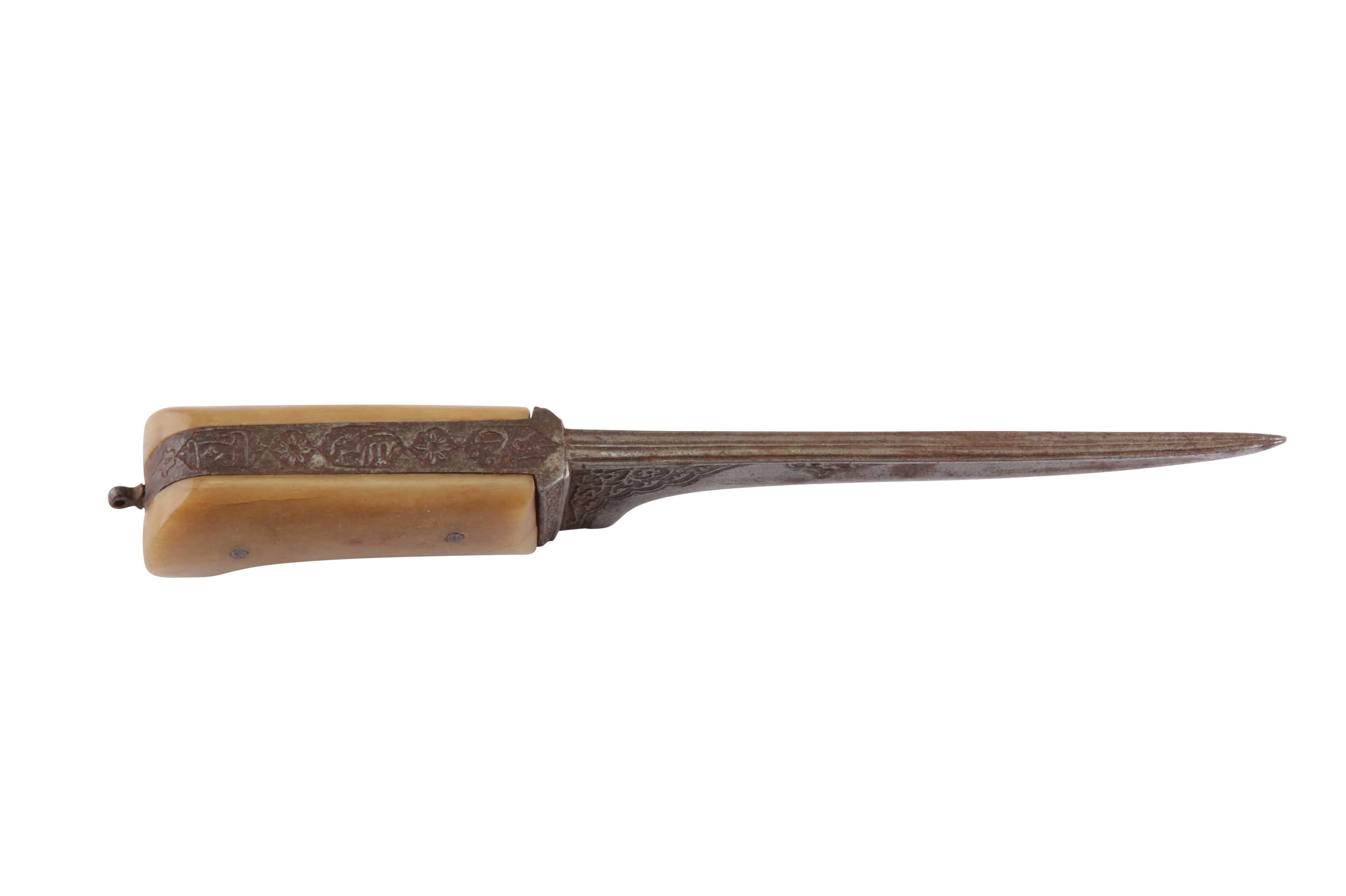 Lot 408 - λ A BONE-HILTED CHILD PESH KABZ DAGGER