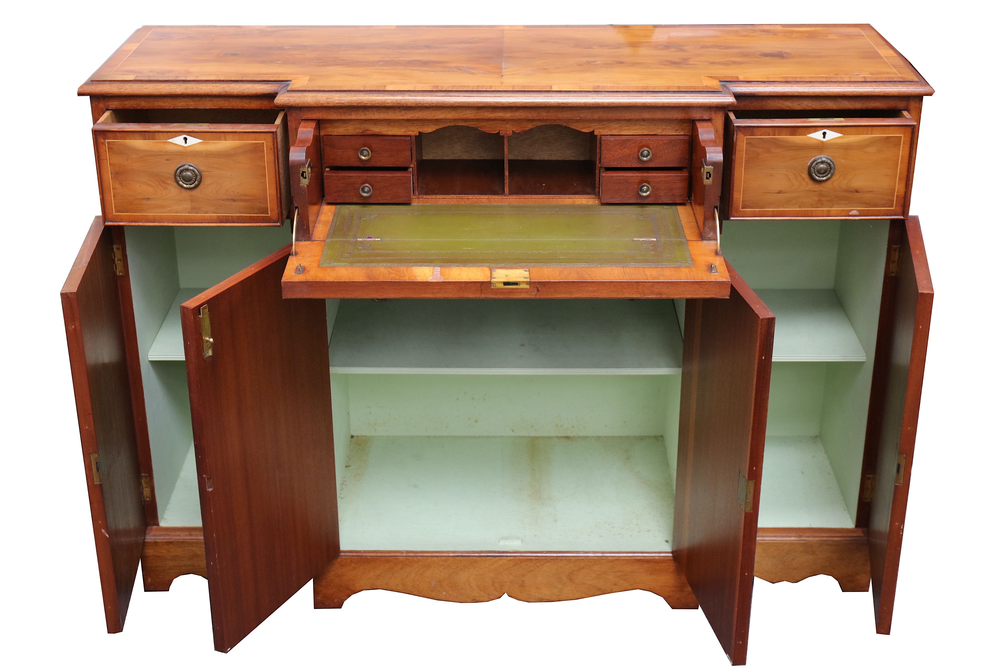 Lot 605 - A George III style yew wood breakfront