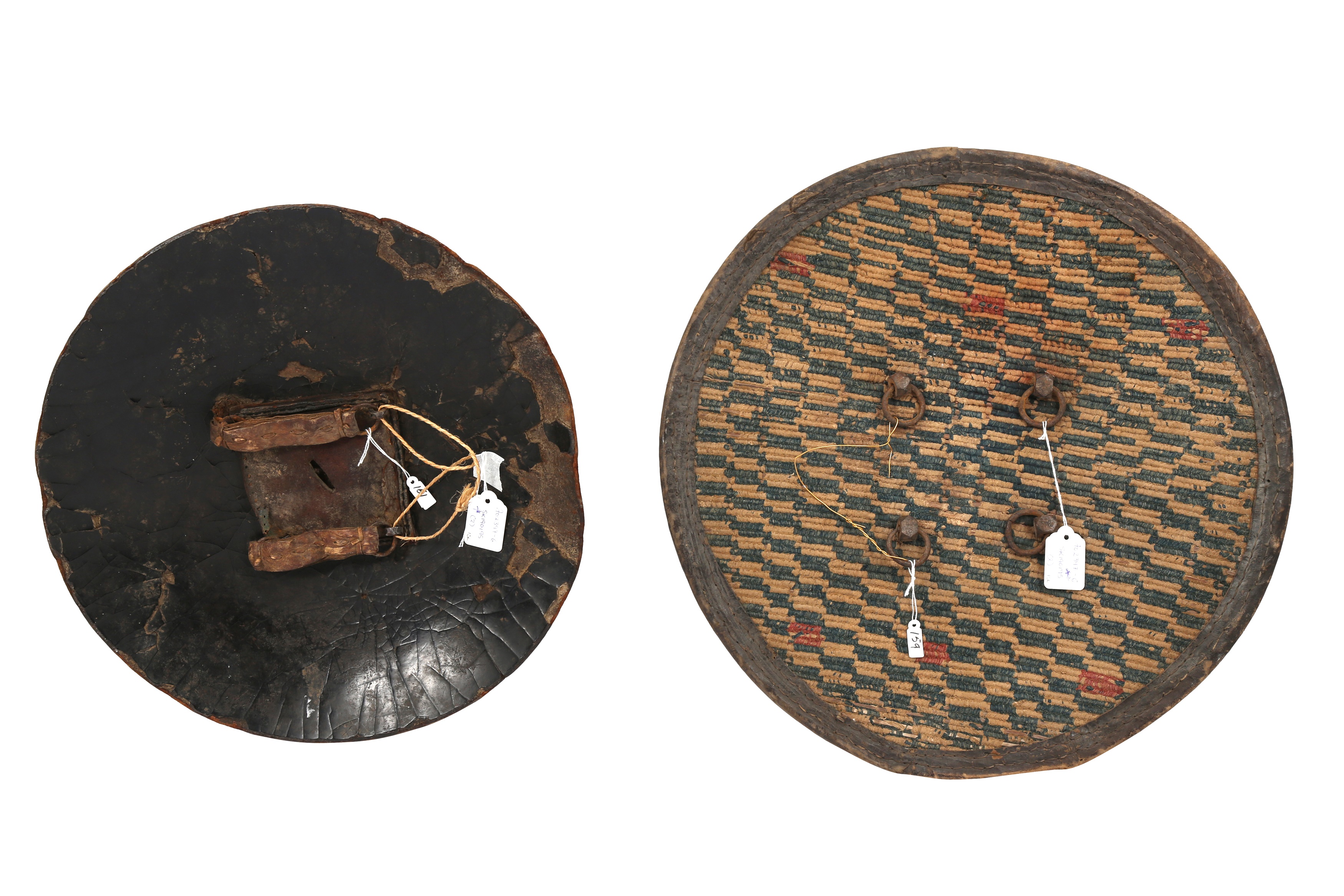 Lot 405 - A BRAIDED STRAW CEREMONIAL SHIELD AND A