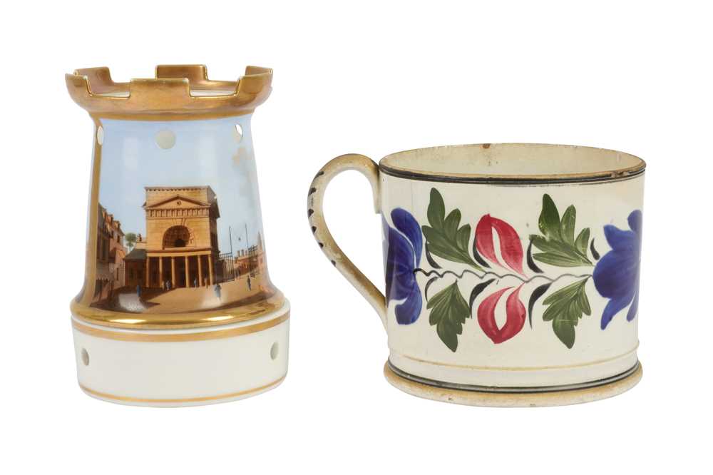 Lot 220 - A large 18th Century pearlware mug,