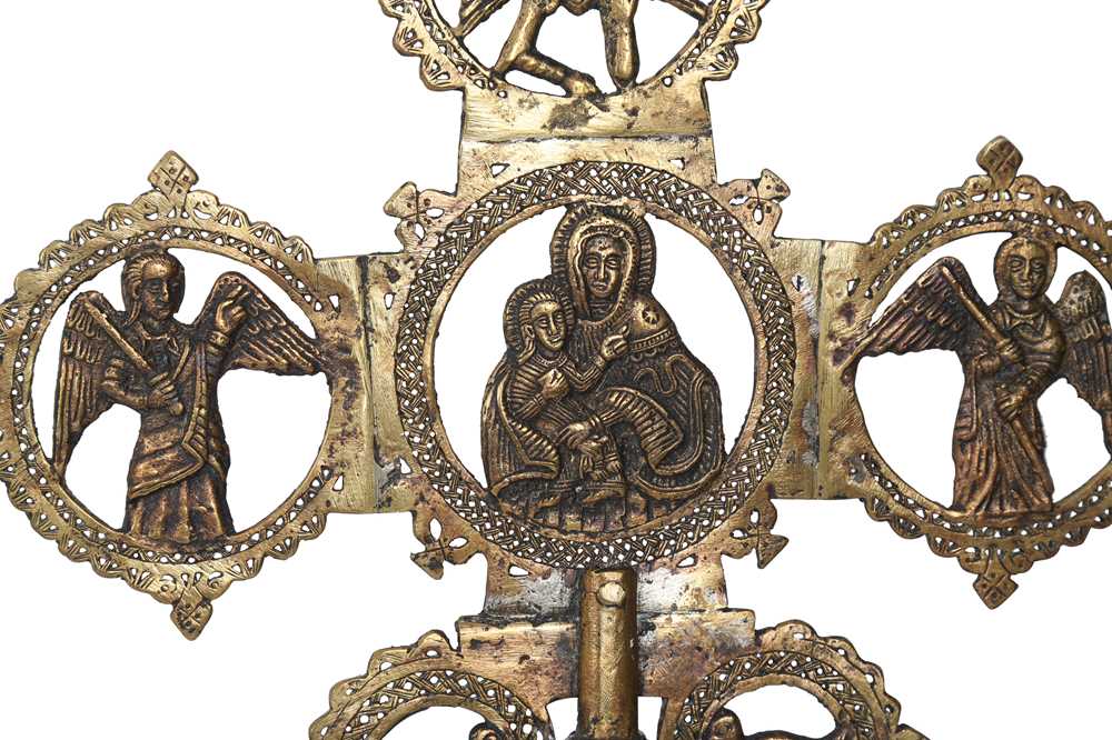 Lot 895 - λ TWO ETHIOPIAN BRASS COPTIC CROSSES PATONCE