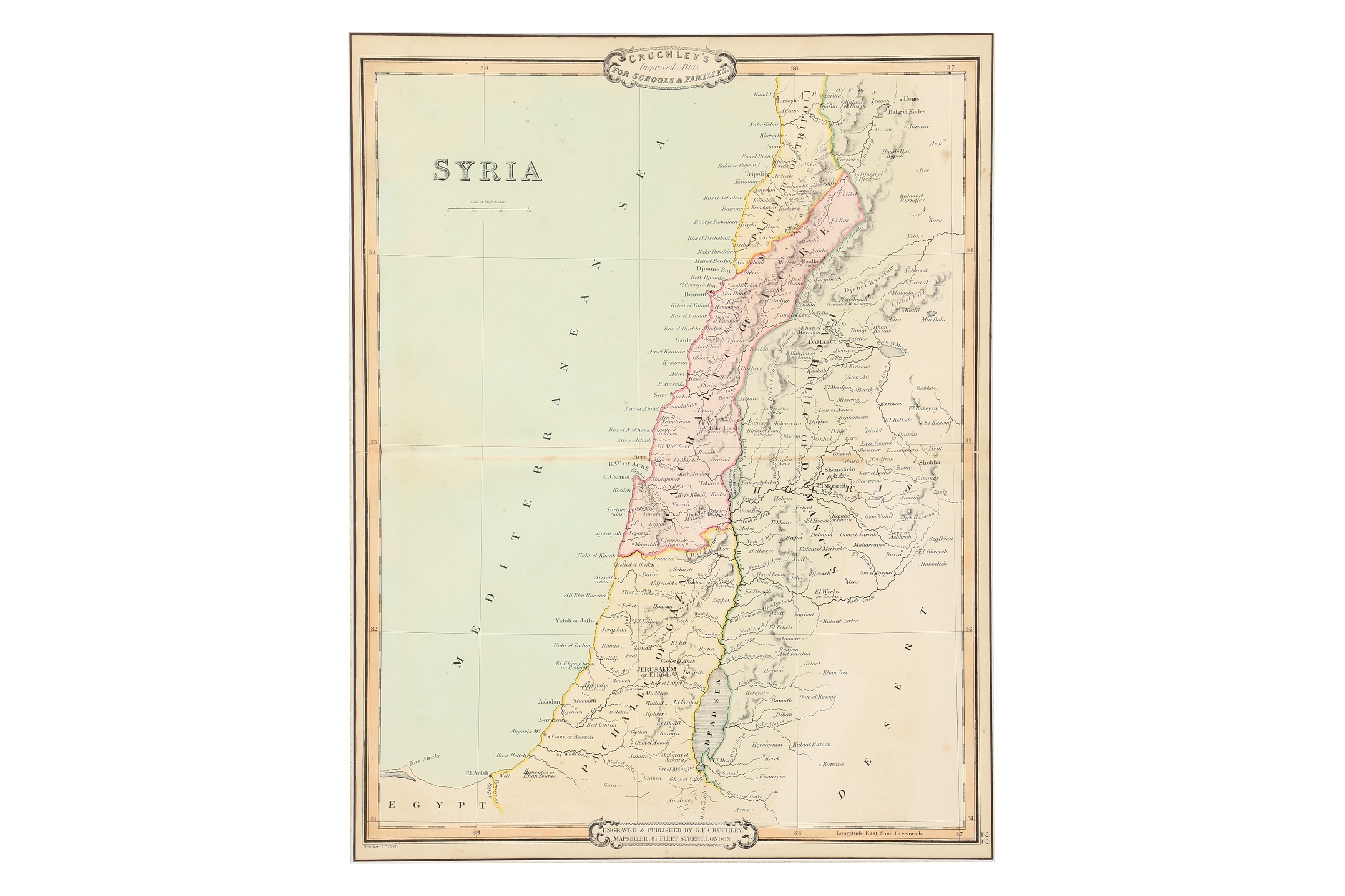 Lot 905 - A 19TH CENTURY ENGRAVED MAP OF SYRIA BY G.R