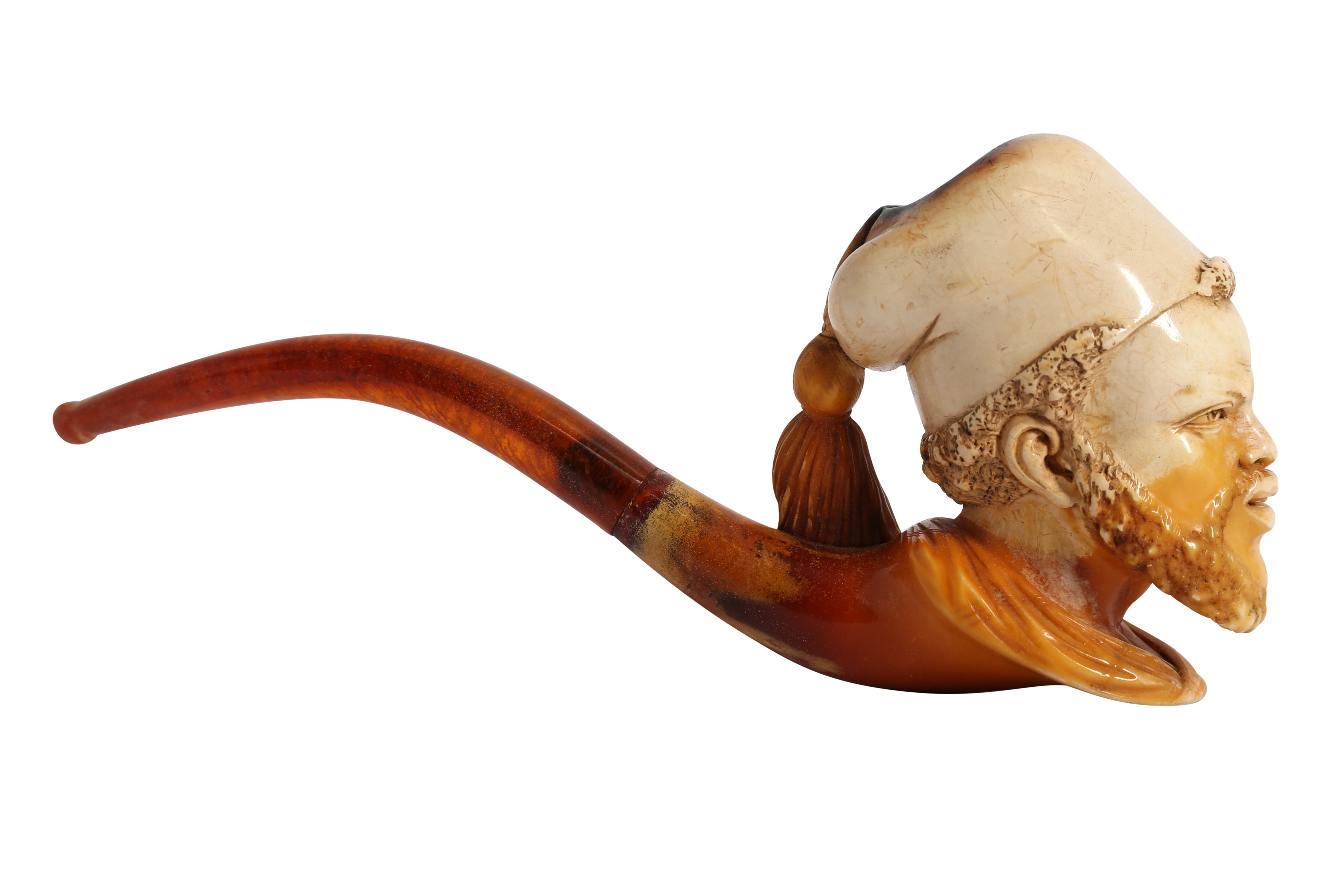 Lot 827 - A CASED MEERSCHAUM PIPE WITH A TURKISH PASHA'