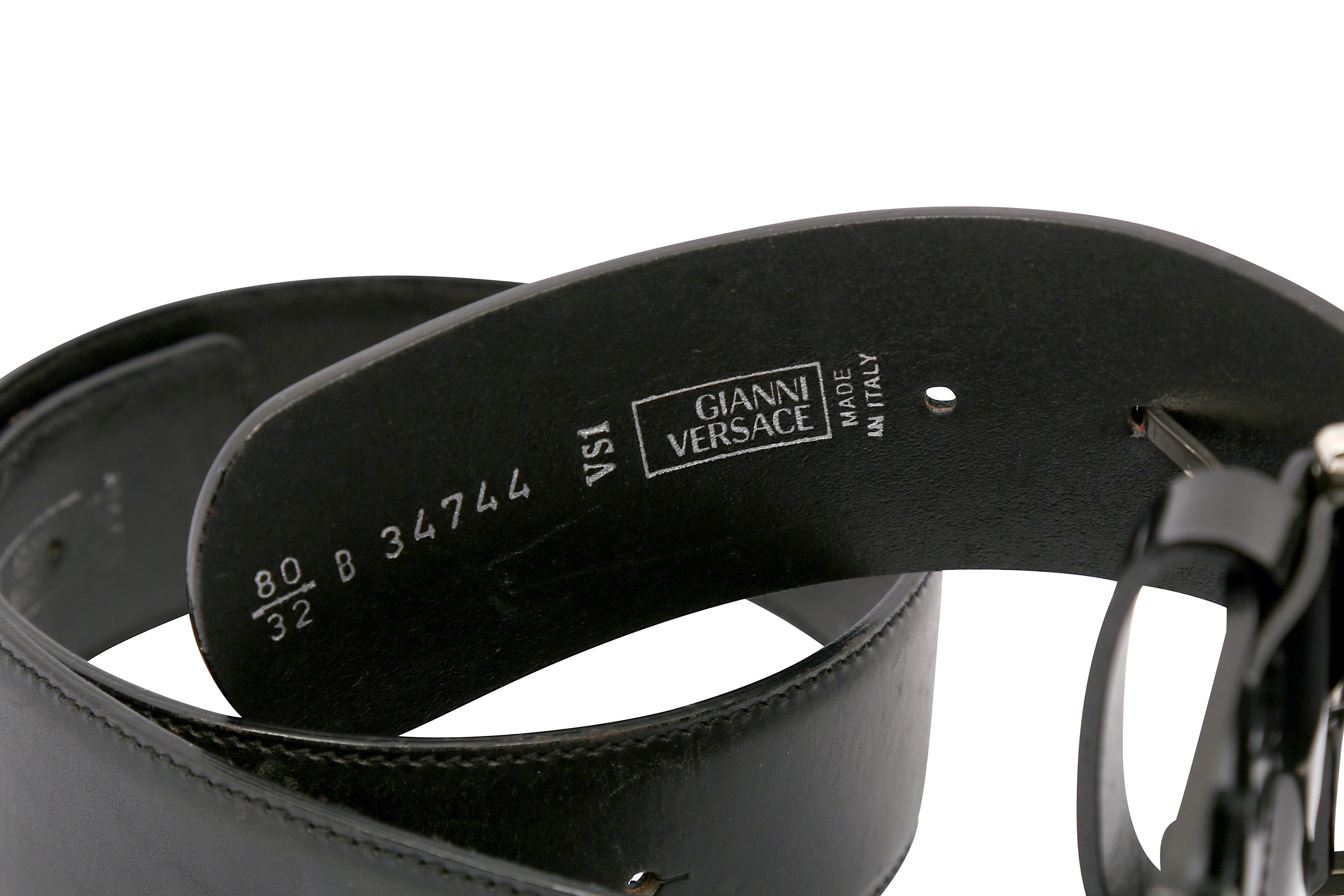 Lot 349 - GIANNI VERSACE BLACK LEATHER BELTS - SIZE 75